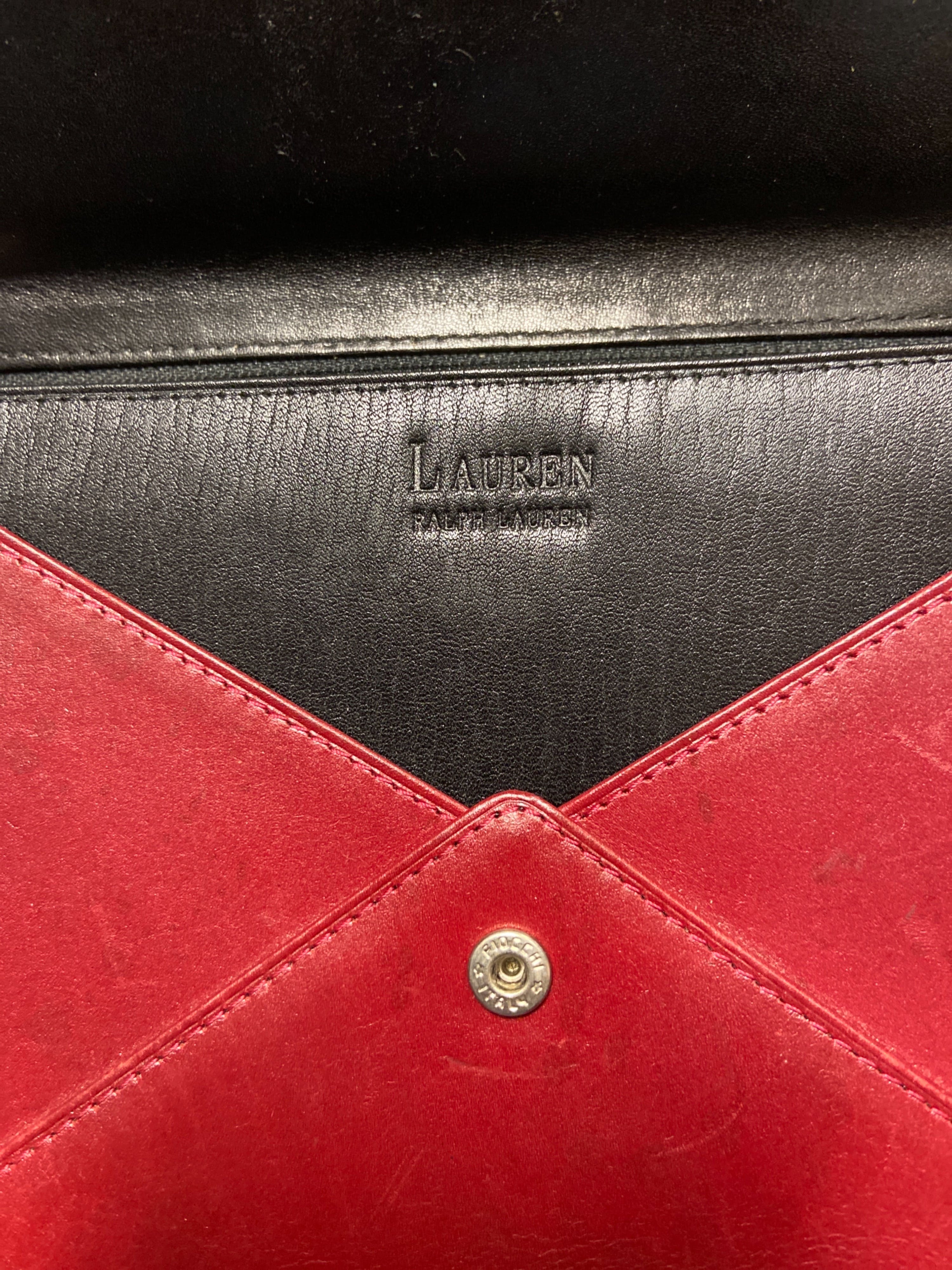 Vintage Bright Red Leather Envelope Clutch by Lauren By Ralph Lauren ...
