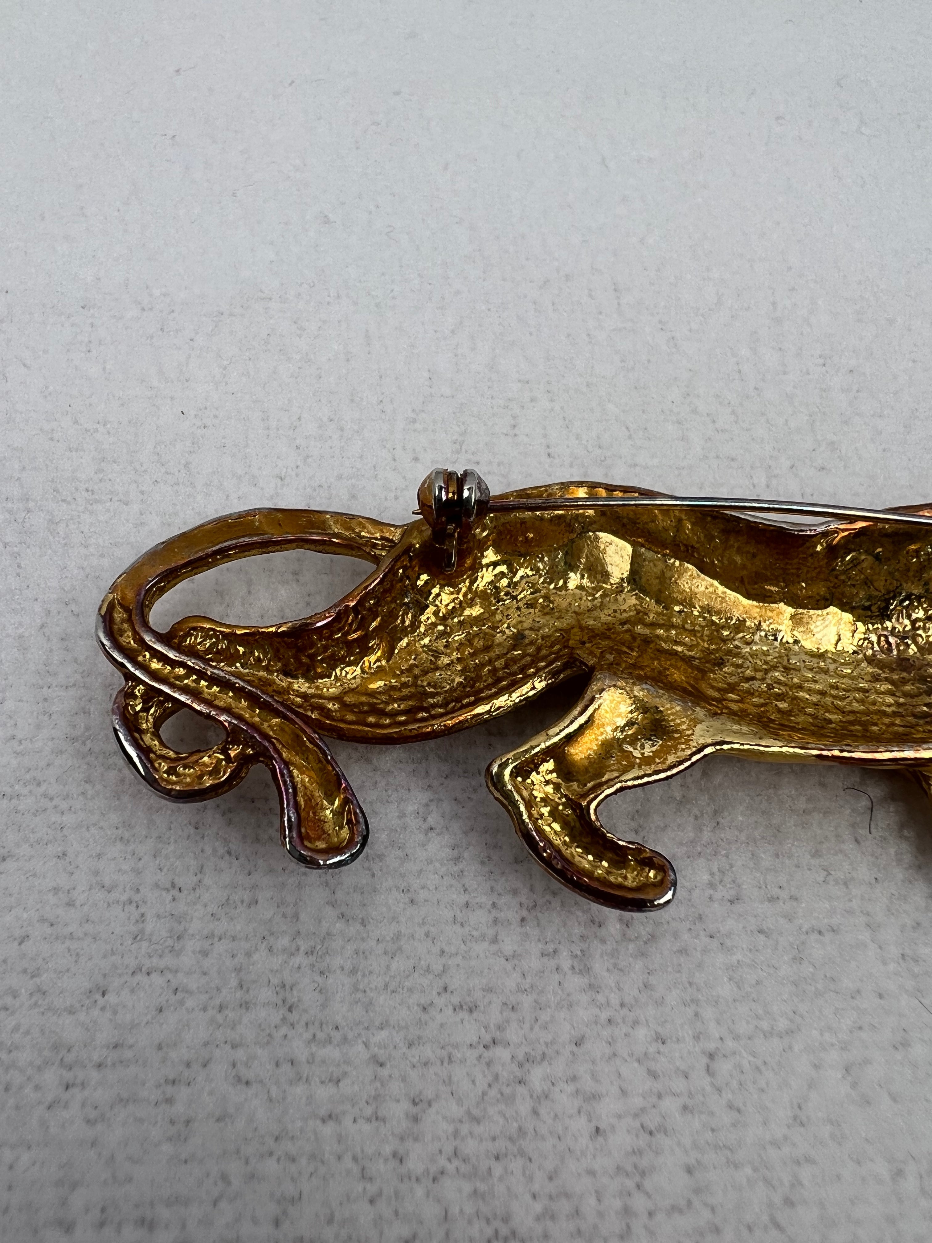 Vintage Yellow Bronze Jaguar Pin | Shop THRILLING
