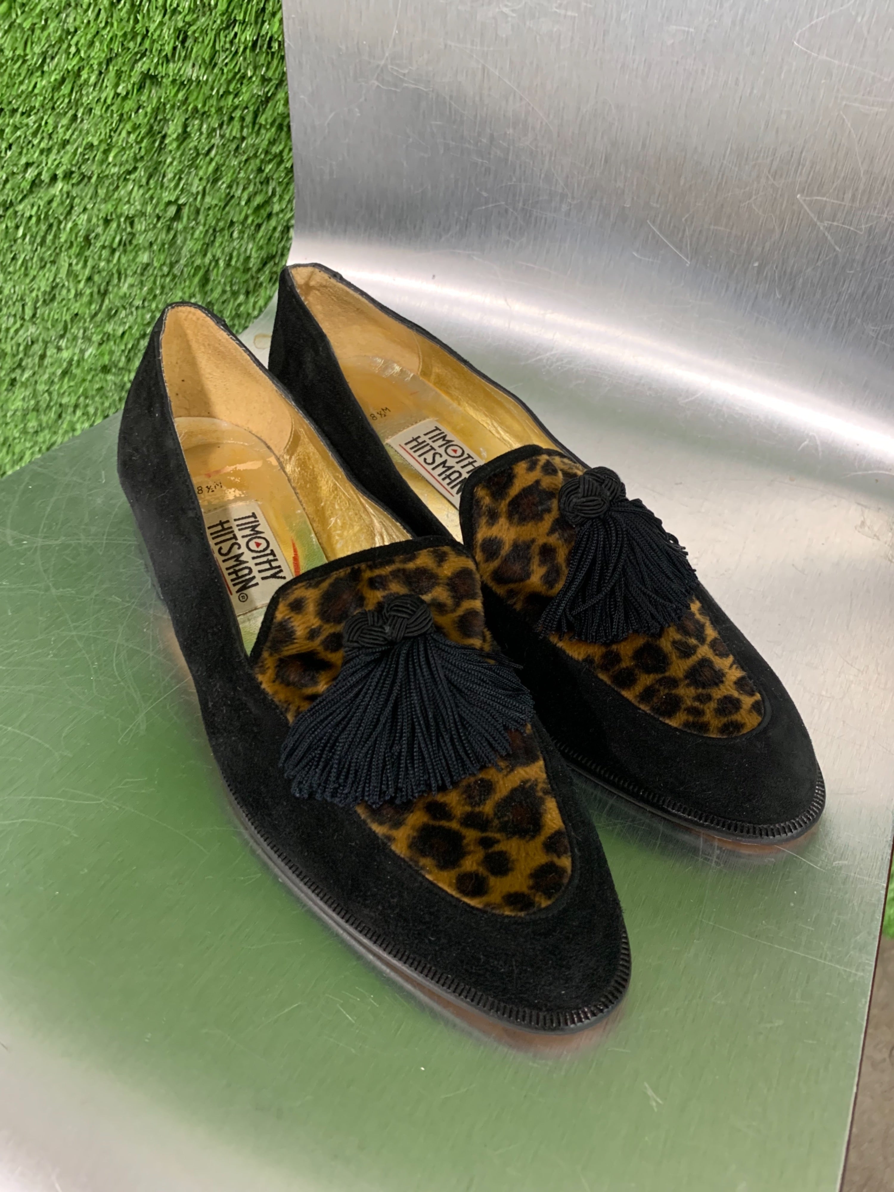 Vintage 80’s Leopard Print Black Tassel Loafers by Timothy Hitsman ...