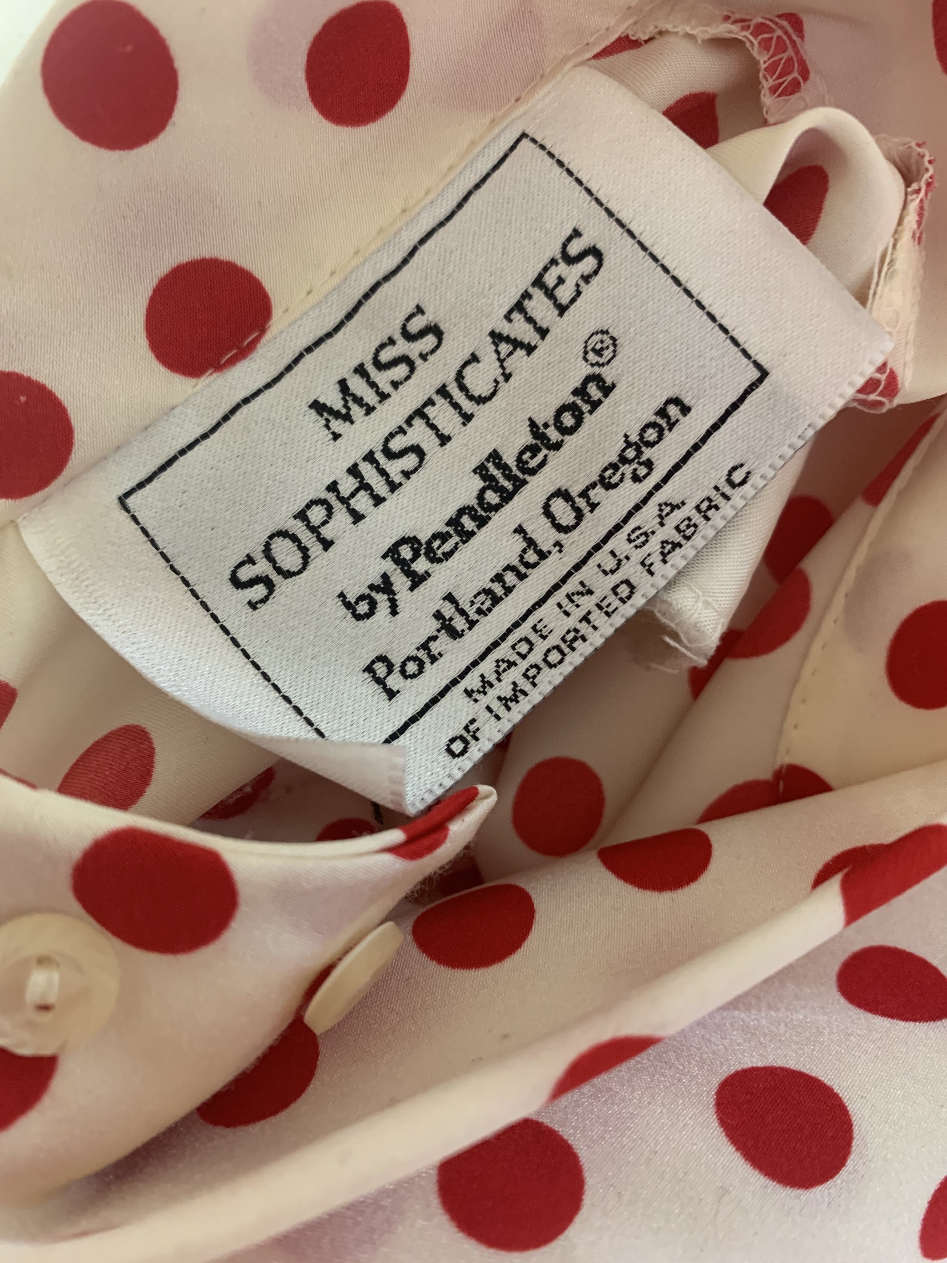Vintage Mock Neck Red Polka Dot Blouse by Miss Sophisticates By ...