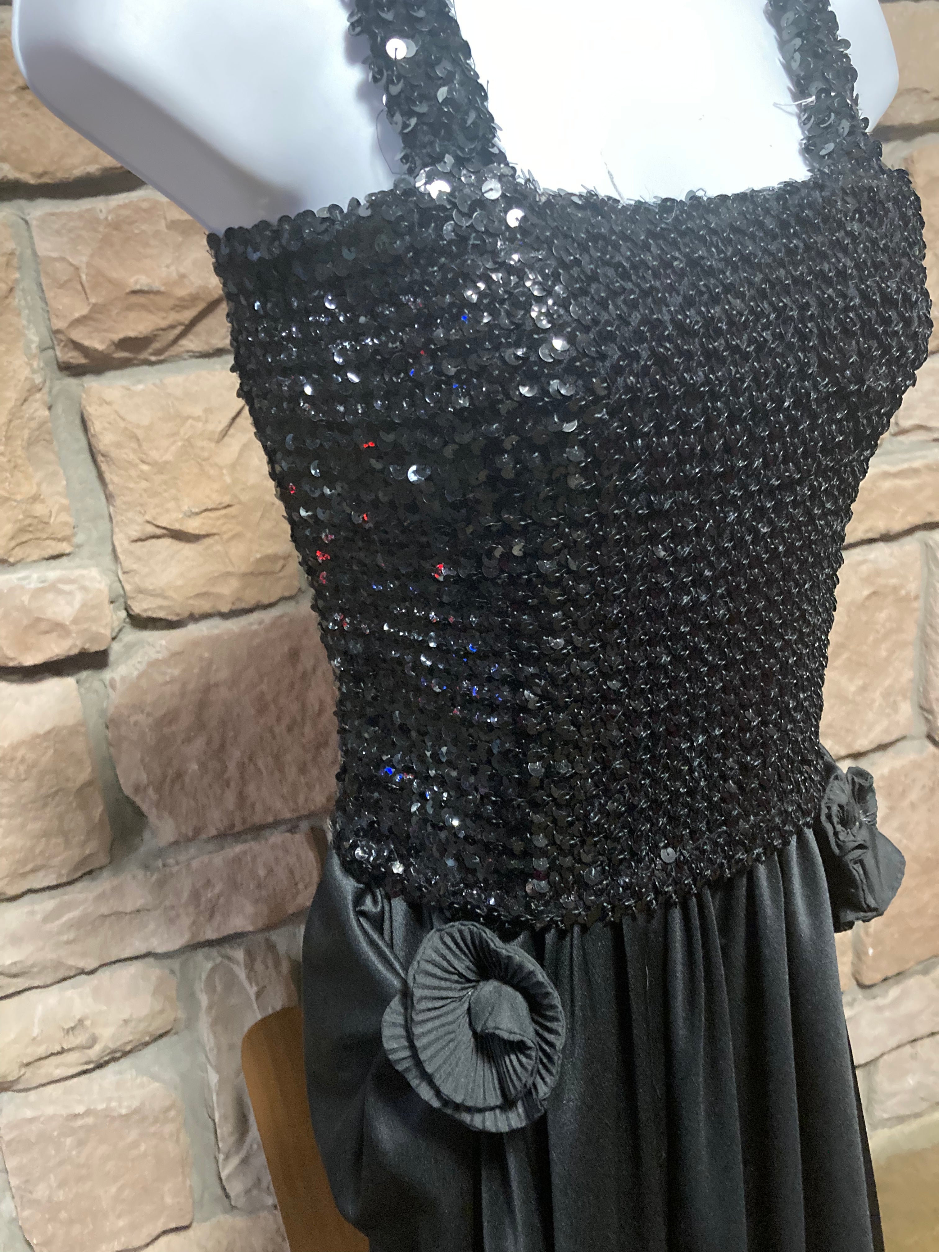 Vintage 70s Sequin Top Black Disco Dress | Shop THRILLING