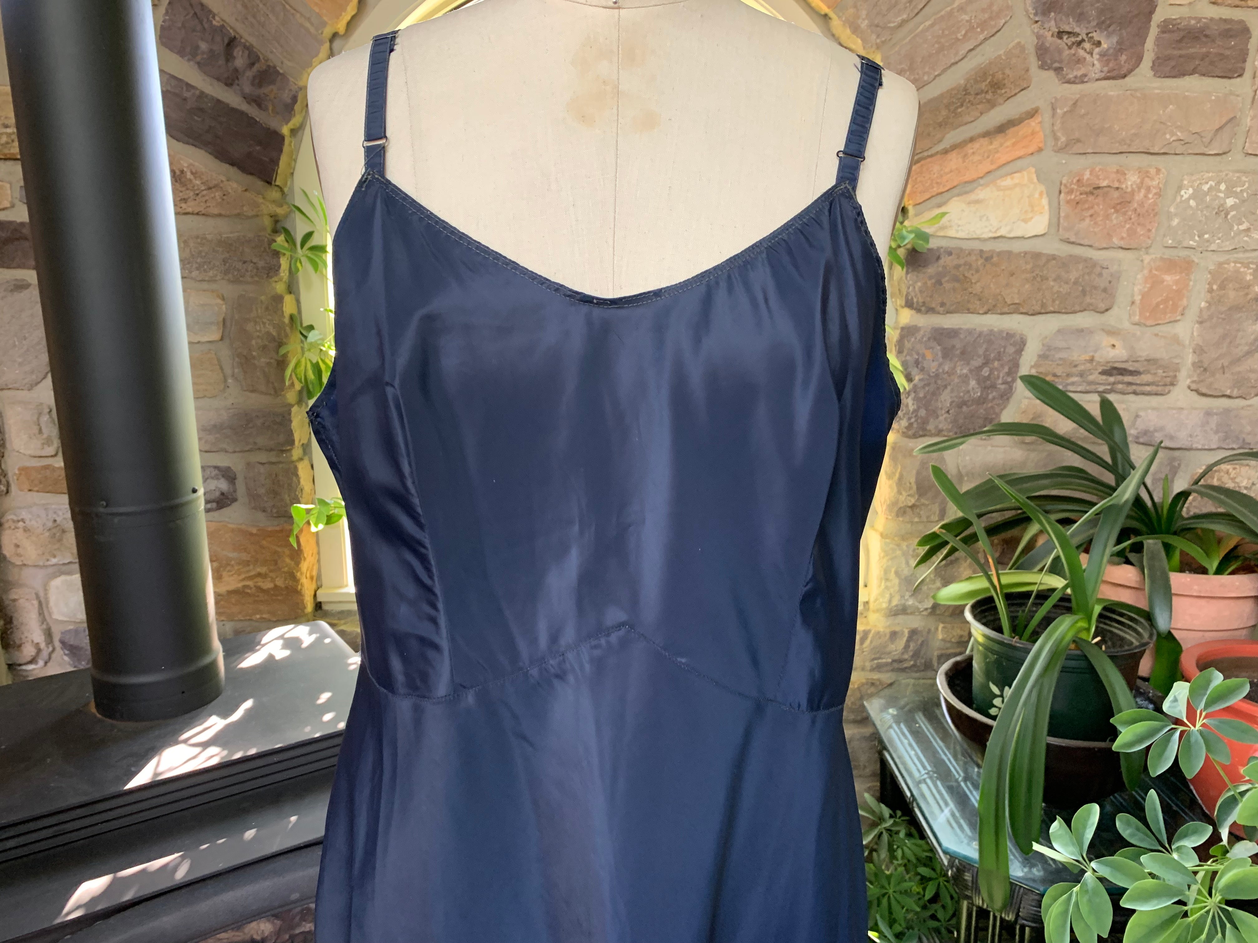 Vintage 50s Navy Blue Nylon Polyester Full Slip By Snip-It Slip | Shop ...