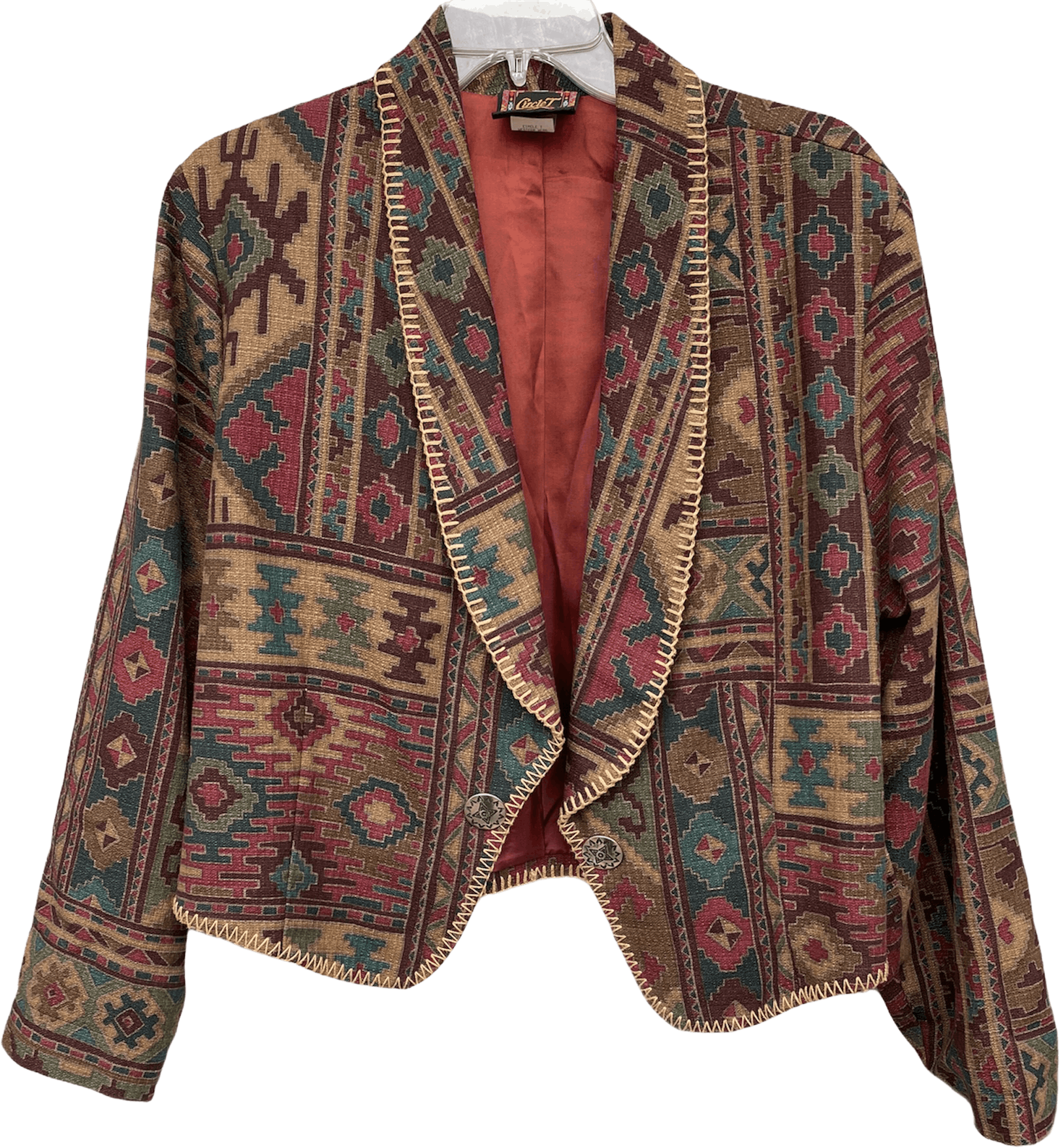 Vintage South Western Cropped Jacket Textured with Silver Detailed ...