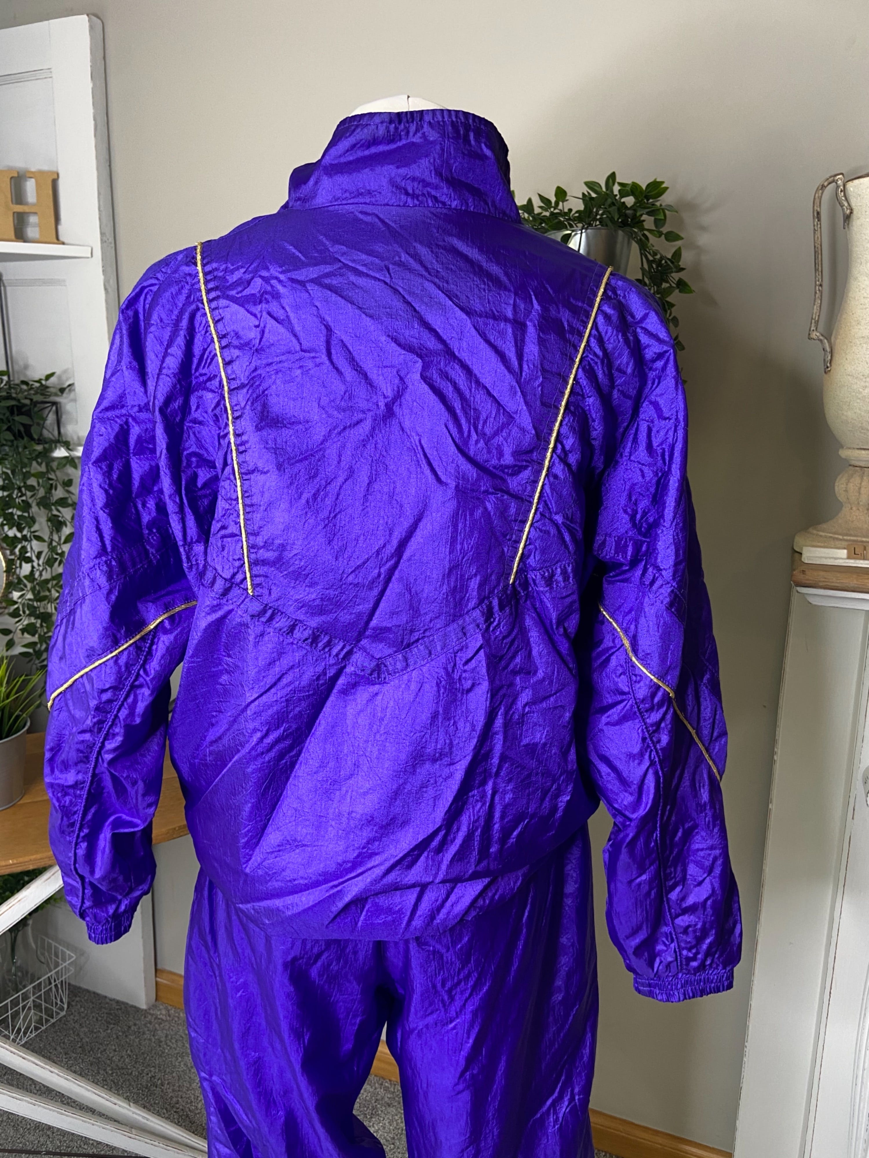 Vintage Purple Nylon Embroidered Tracksuit by Bold Spirit | Shop THRILLING