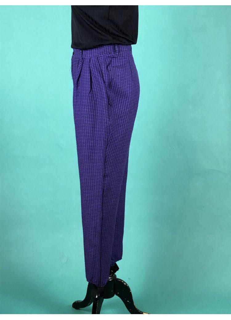 Vintage 80's Purple and Black Gingham Plaid High Waisted Pants by ...