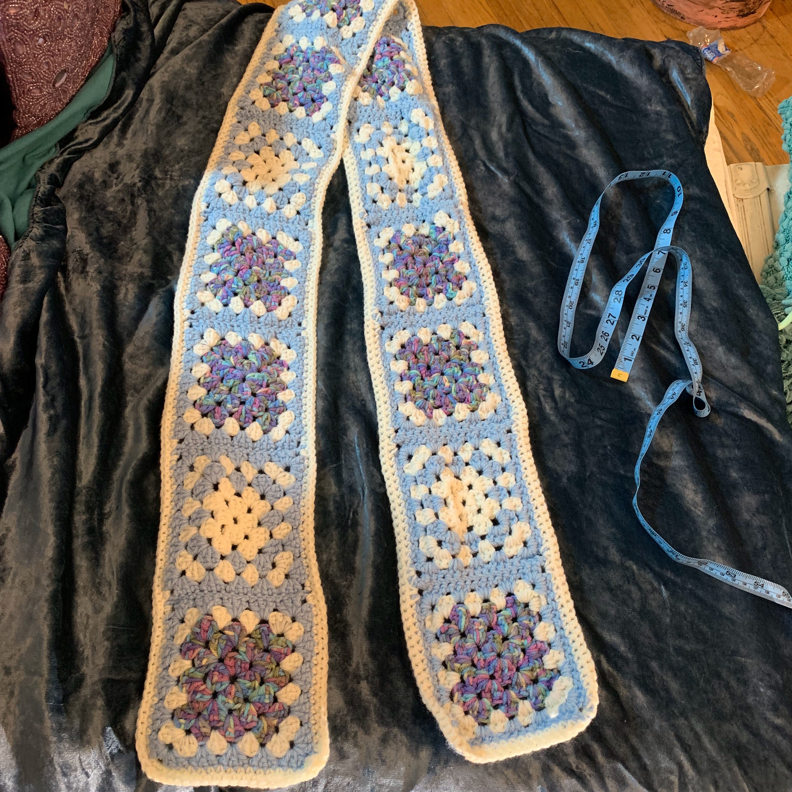 Vintage Pastel Granny Square Crochet Scarf | Shop THRILLING
