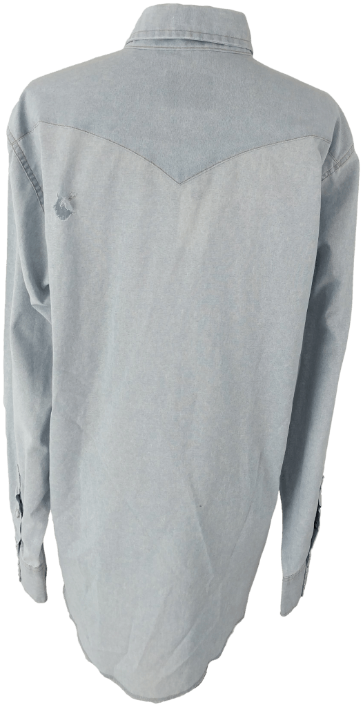 Vintage Light Blue Denim Button Up Shirt with Front Utility Pockets by ...