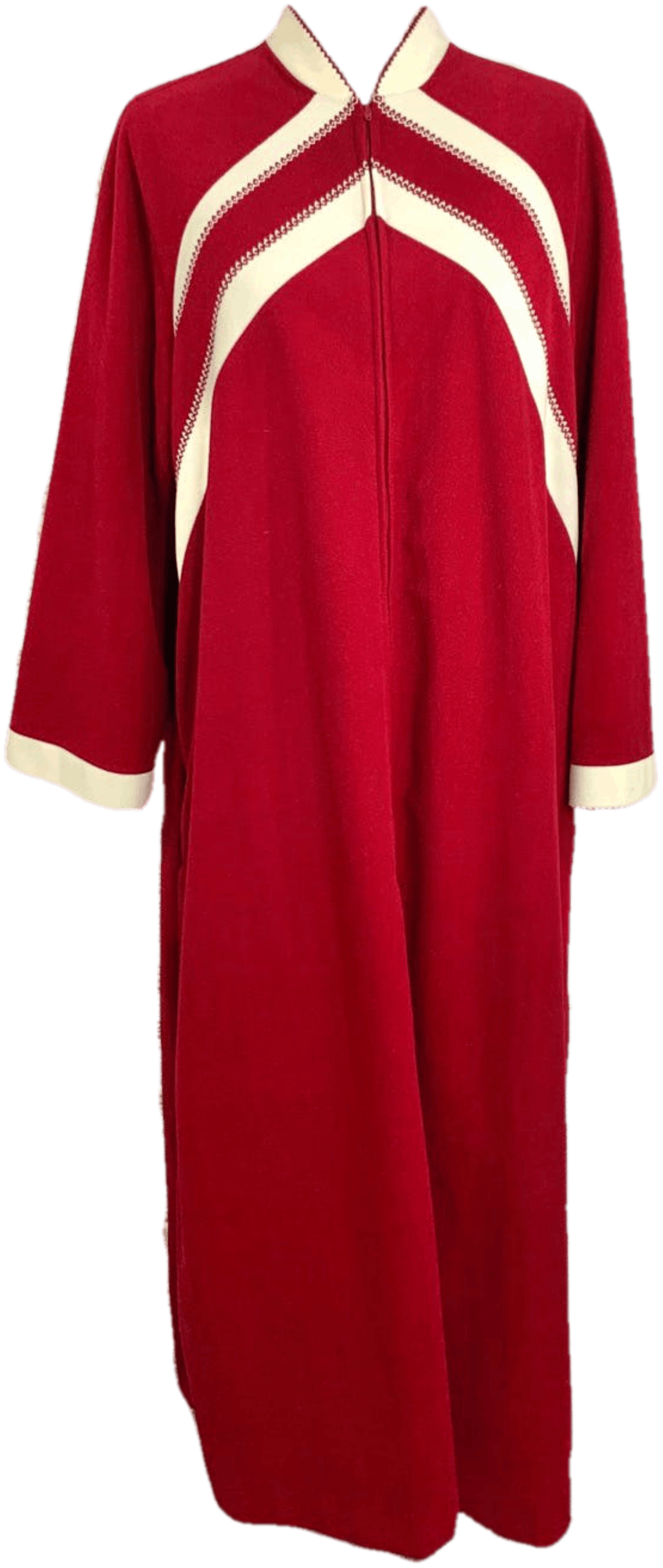 Vintage Red House Coat Nightgown with Cream Trimming by Vassarette ...