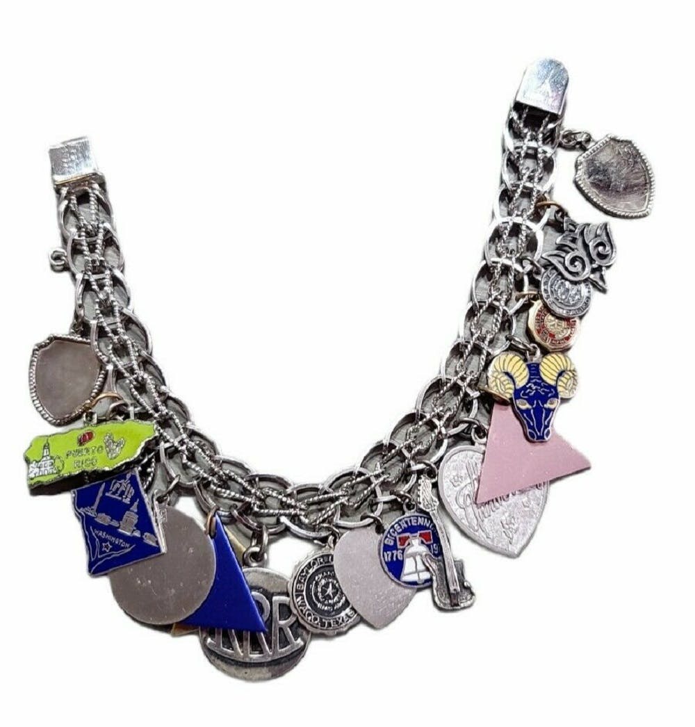 Vintage 70’s Loaded Sterling Silver Charm Bracelet by Jb Sterling ...