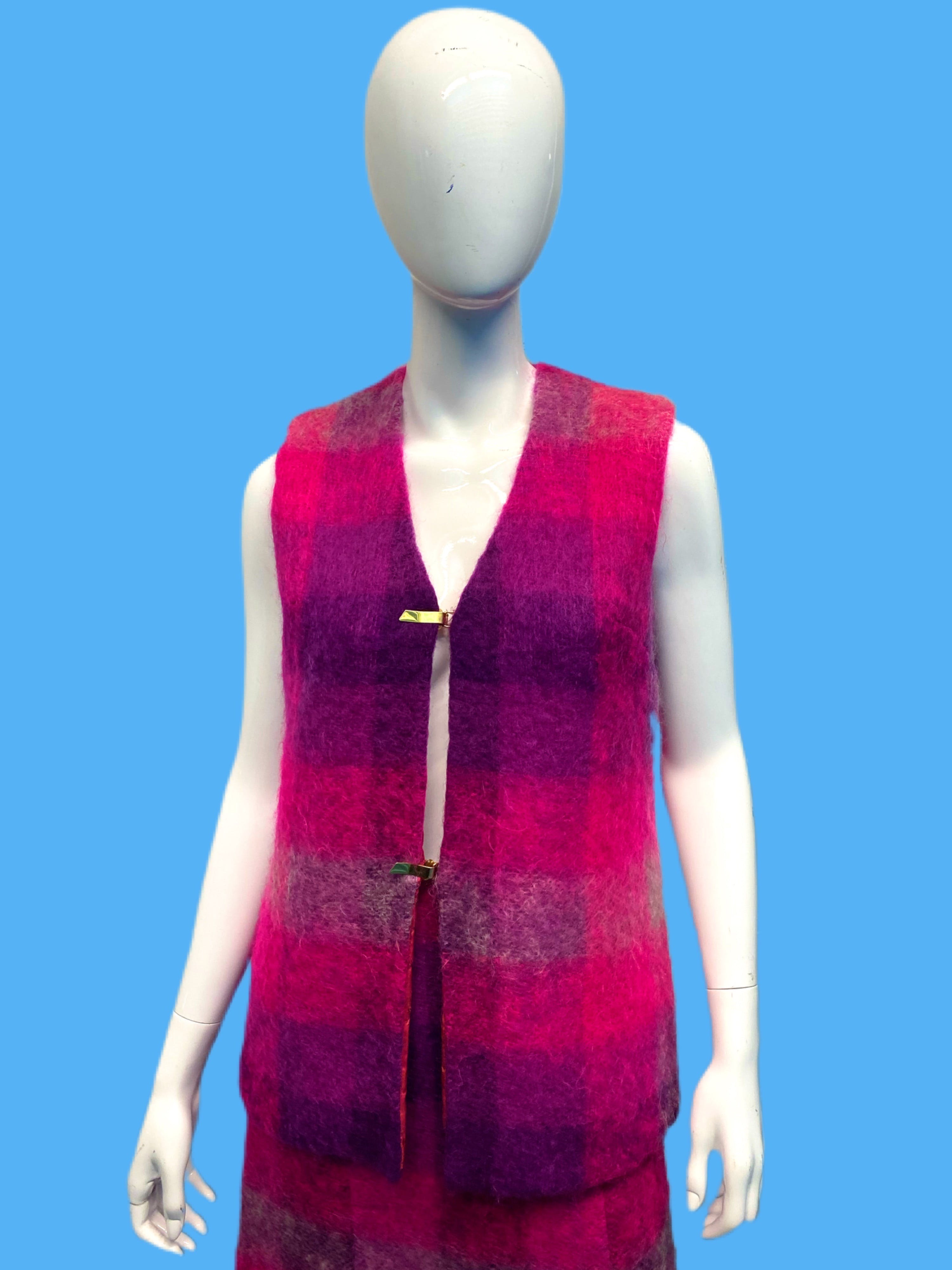 Vintage 60’s Fuchsia Plaid Mohair Skirt Set by Heather Brae X Little ...