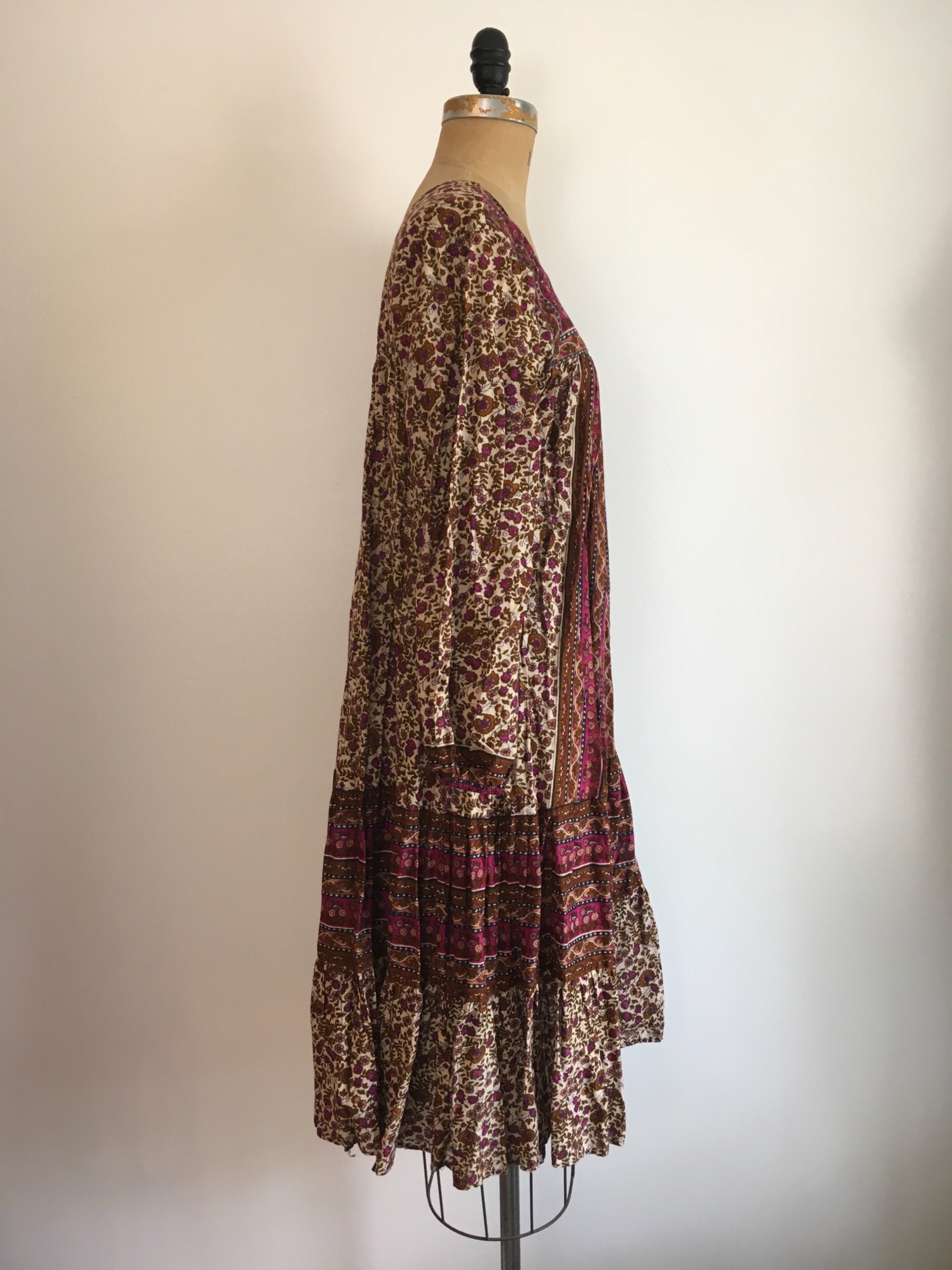 Vintage 70's Long Sleeve Floral Cotton Gauze Tent Dress by Kaiser ...