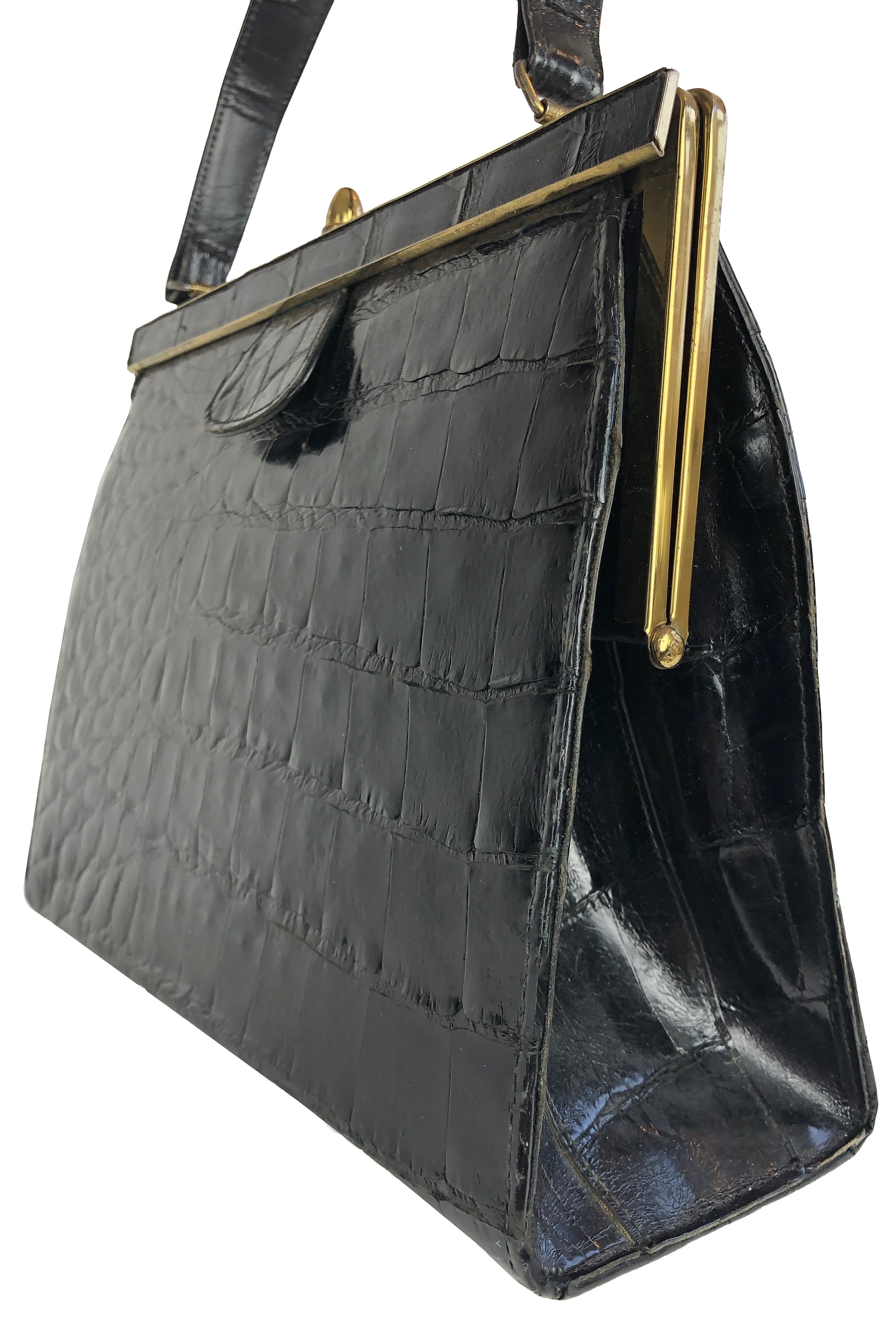 Vintage Mid Century Exotic Crocodile Embossed Handbag | Shop THRILLING