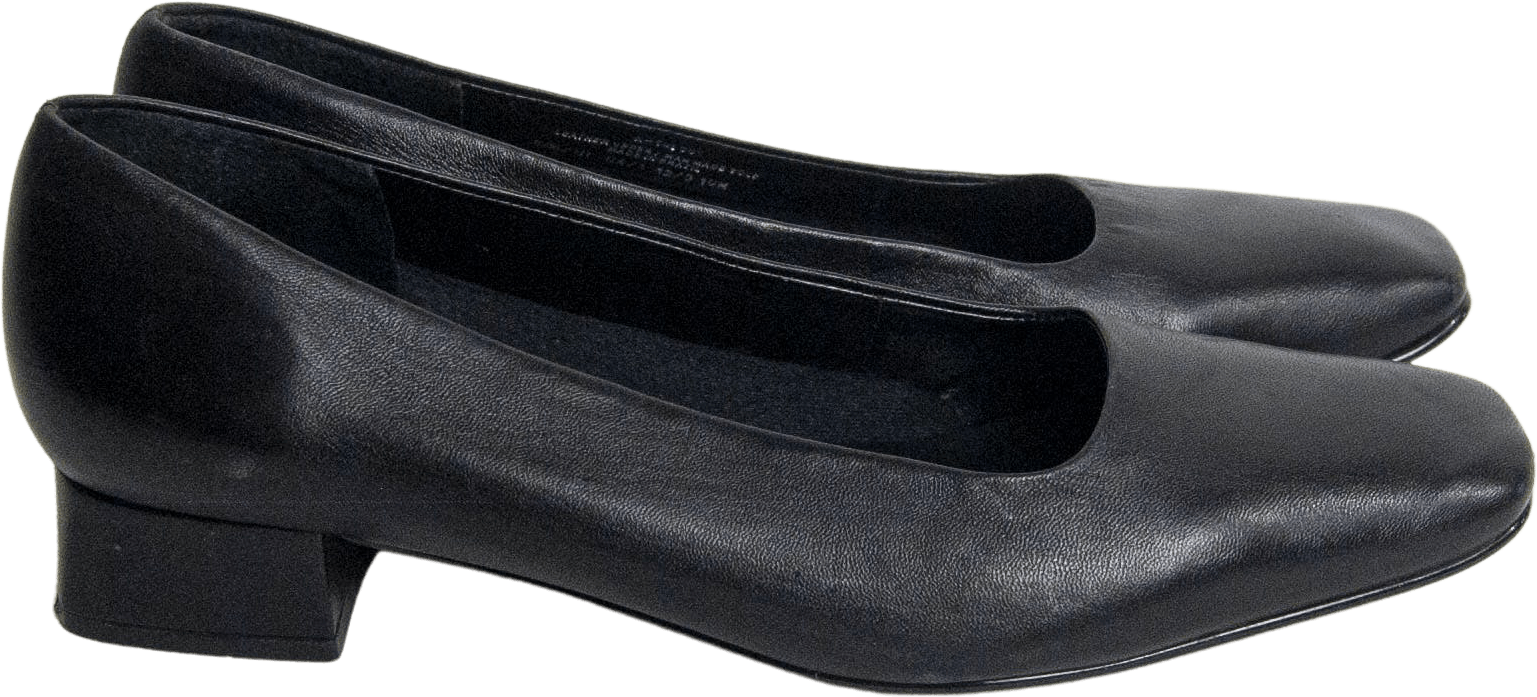 Vintage 80's Black Leather Square Toe Heels by Etienne Aigner | Shop ...