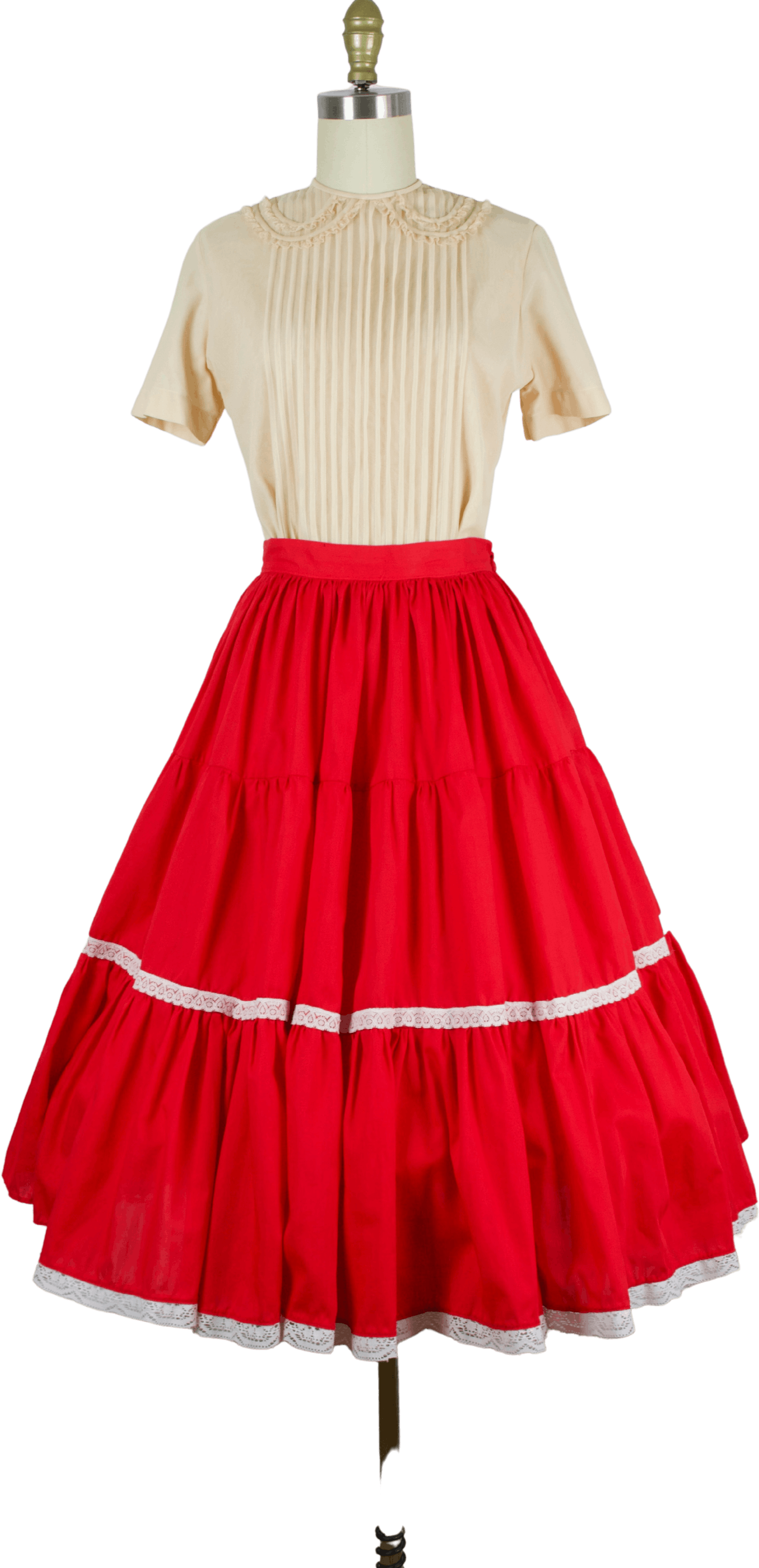 Vintage 50's Red Mexican Rockabilly Cotton Circle Skirt | Shop THRILLING