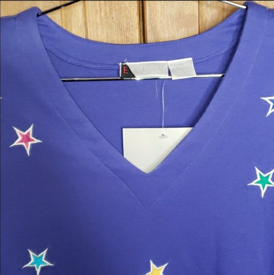 Vintage Embroidered Stars Purple Tunic Top by E Wear | Shop THRILLING