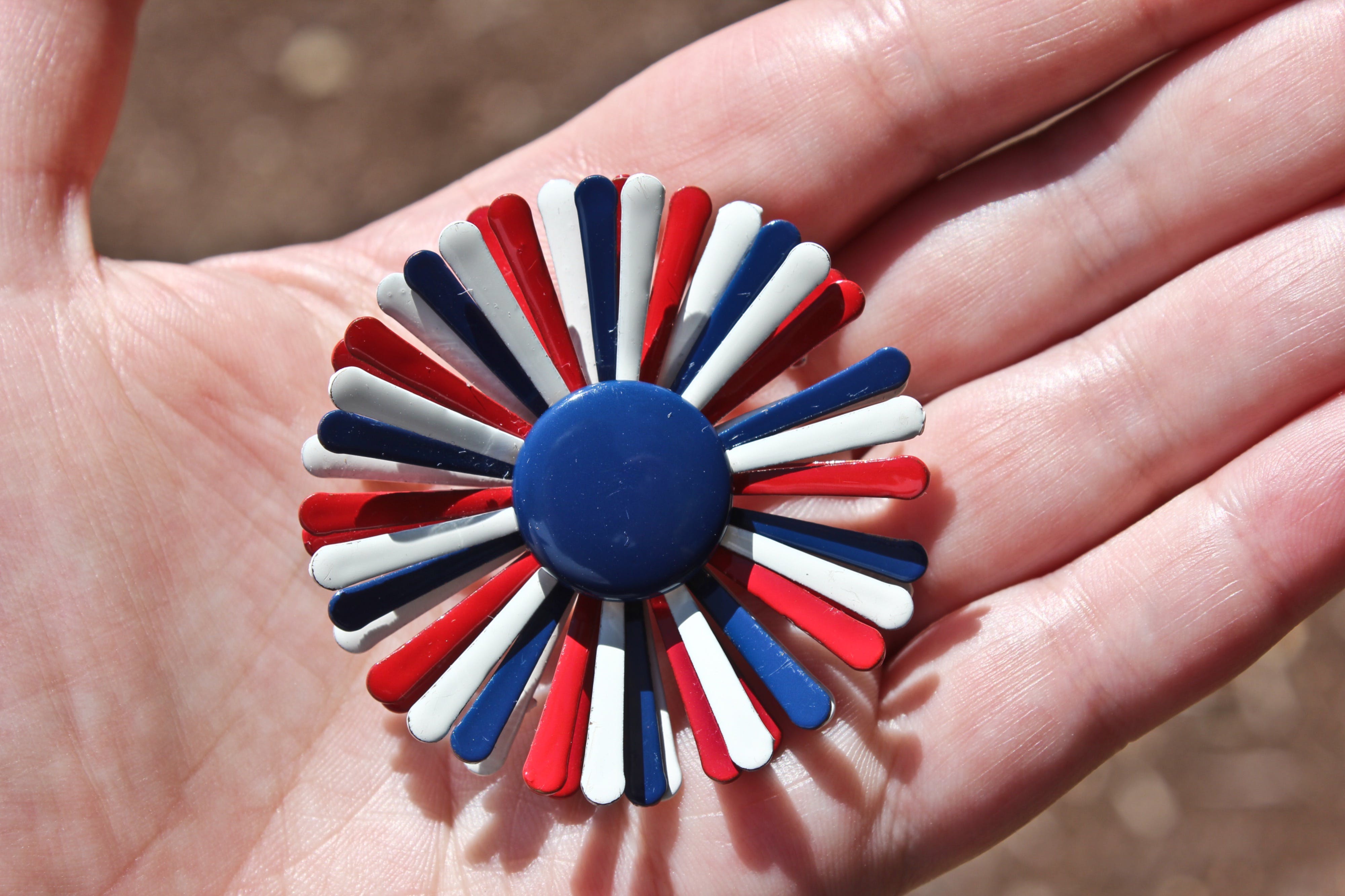 Vintage 50's Red White and Blue Floral Enamel Pin | Shop THRILLING