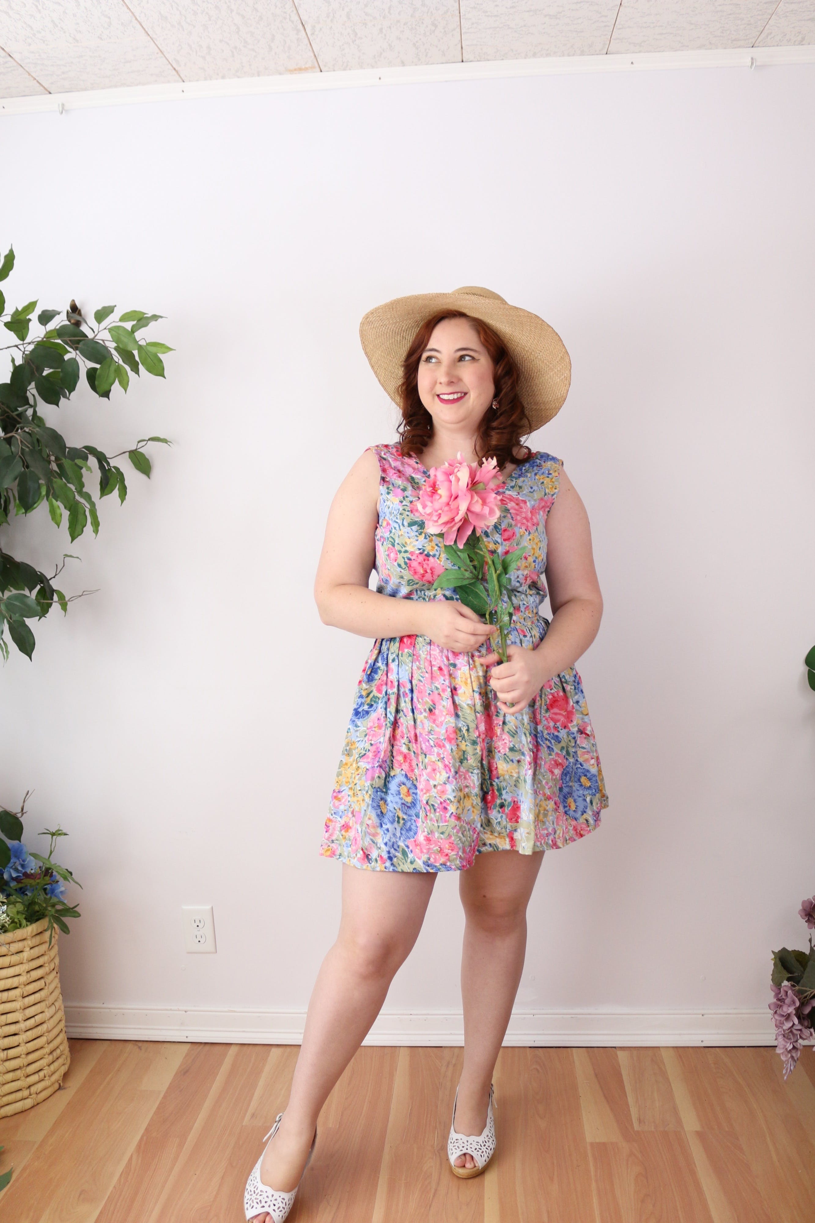 Vintage 80's Floral Mini Reverse Wrap Dress by James River Traders ...