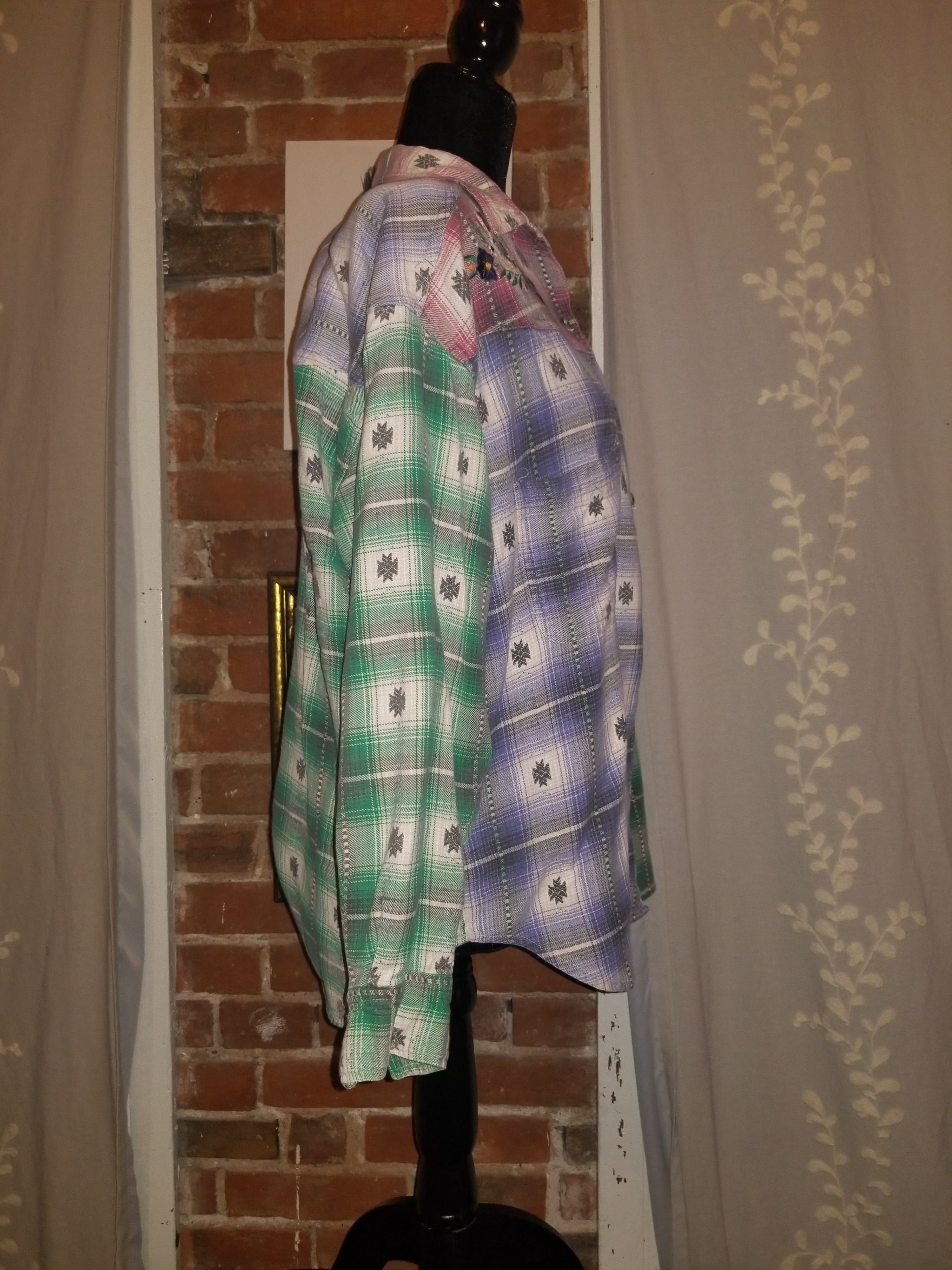 Vintage Cotton Pastel Flannel Button Down Shirt by Leena Studio | Shop ...