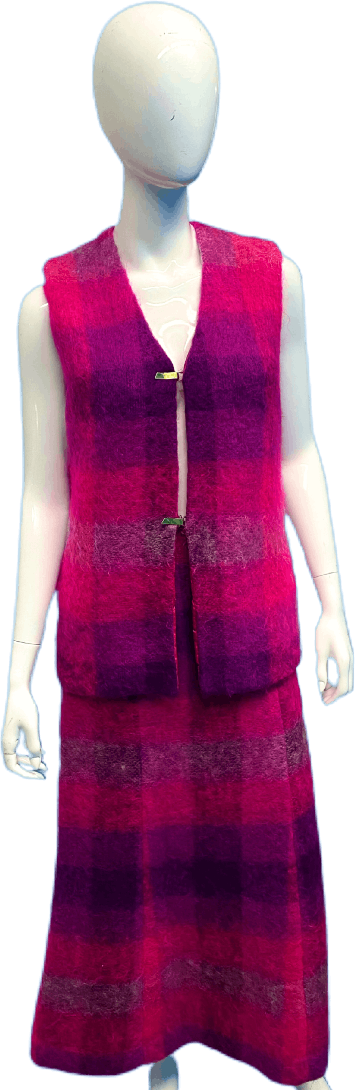 Vintage 60’s Fuchsia Plaid Mohair Skirt Set by Heather Brae X Little ...