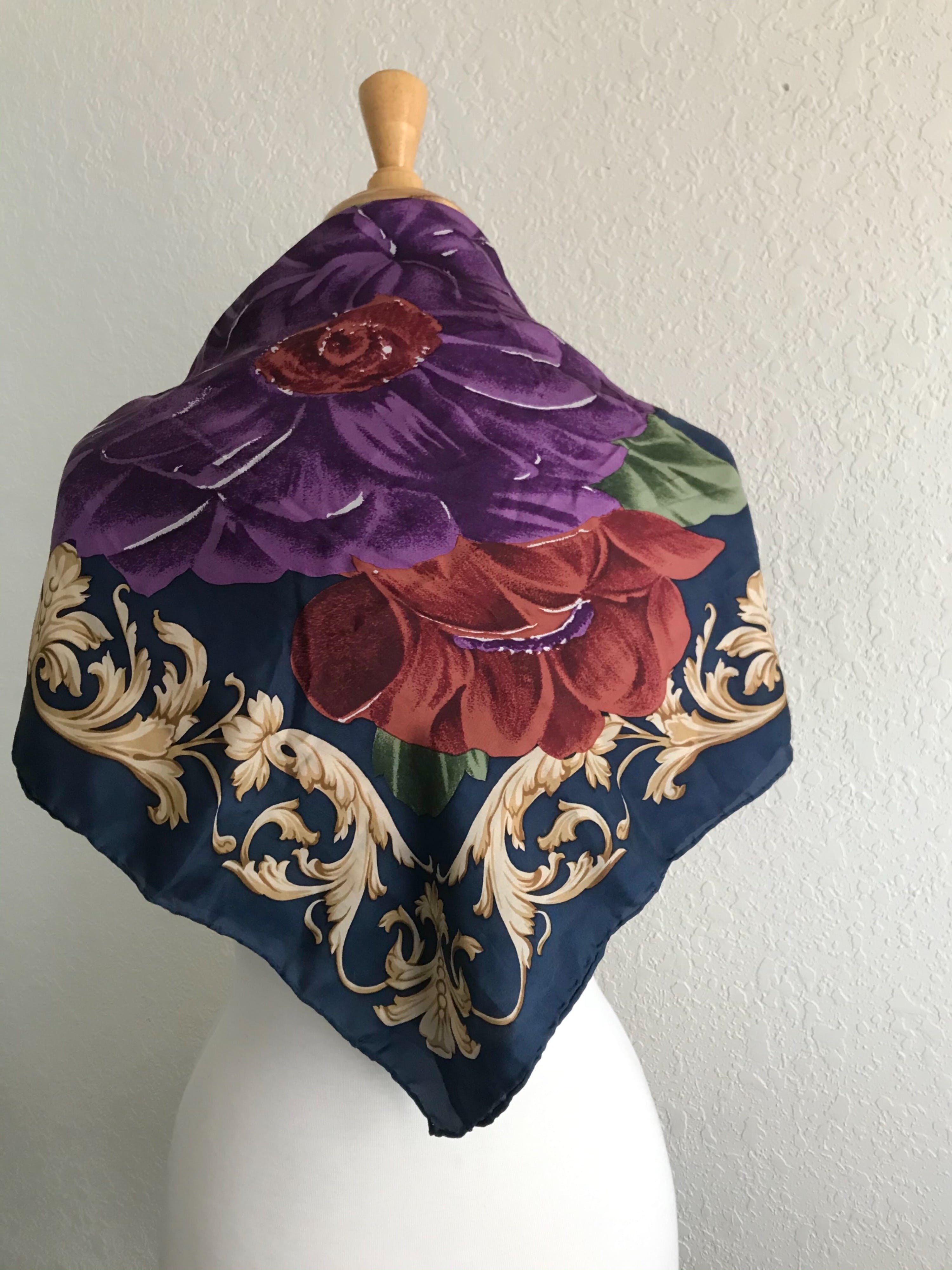 Vintage 80's Classic Floral Silk Scarf | Shop THRILLING