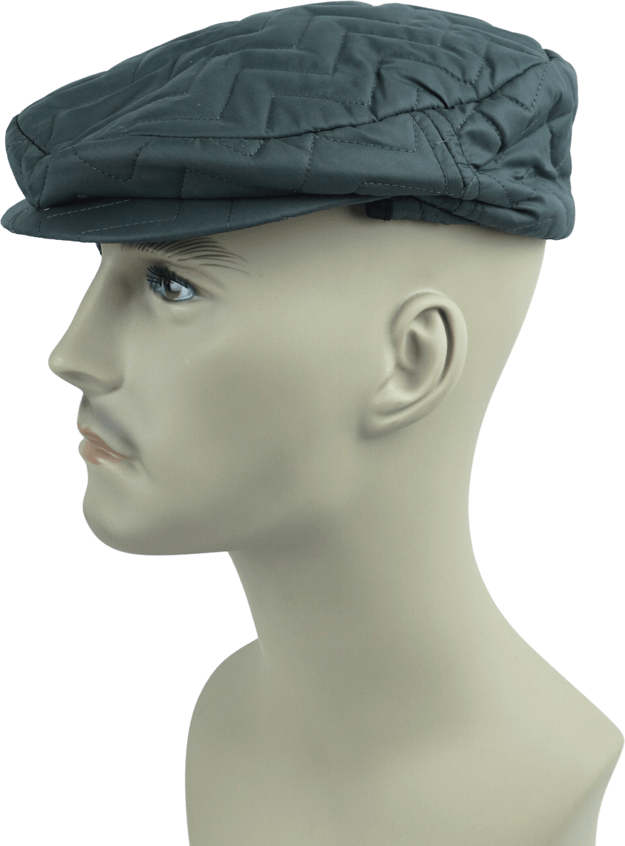 Vintage 50's Gray Quilted Nylon Snap Brim Flat Cap with Ear Flaps ...