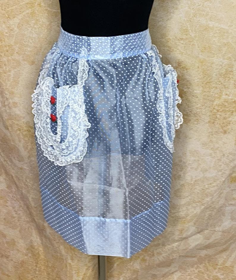 Vintage Blue Dotted Organdy Half Apron | Shop THRILLING