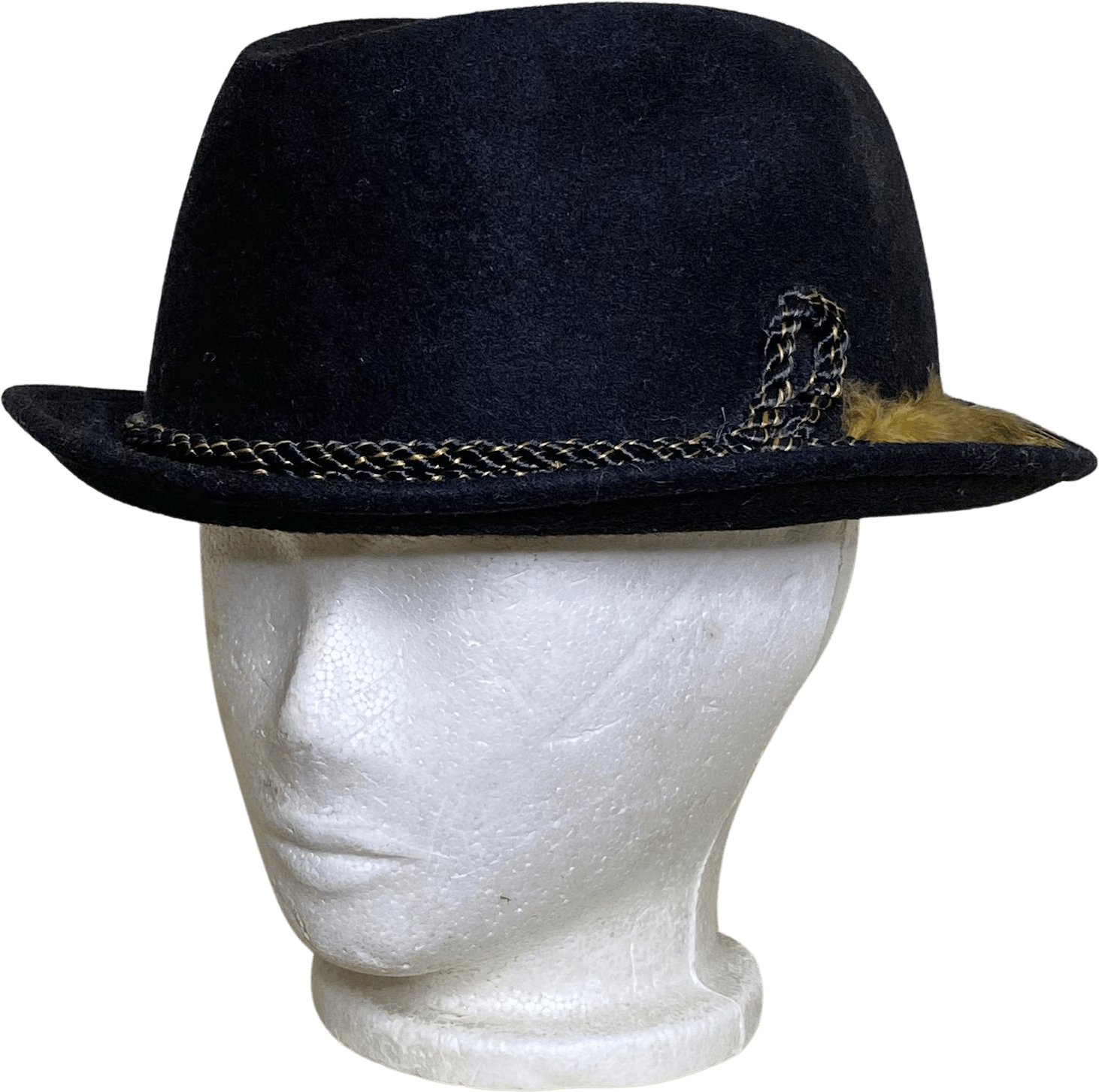 Vintage 60's Black Wool Fedora with Gold Feather by Morfelt | Shop ...