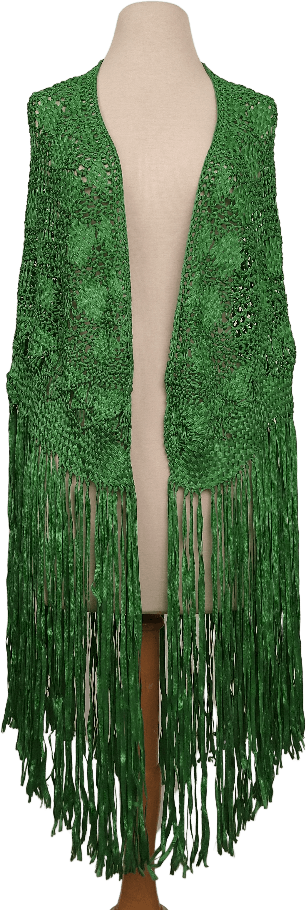Vintage Green Fringe Ribbon Shawl | Shop THRILLING