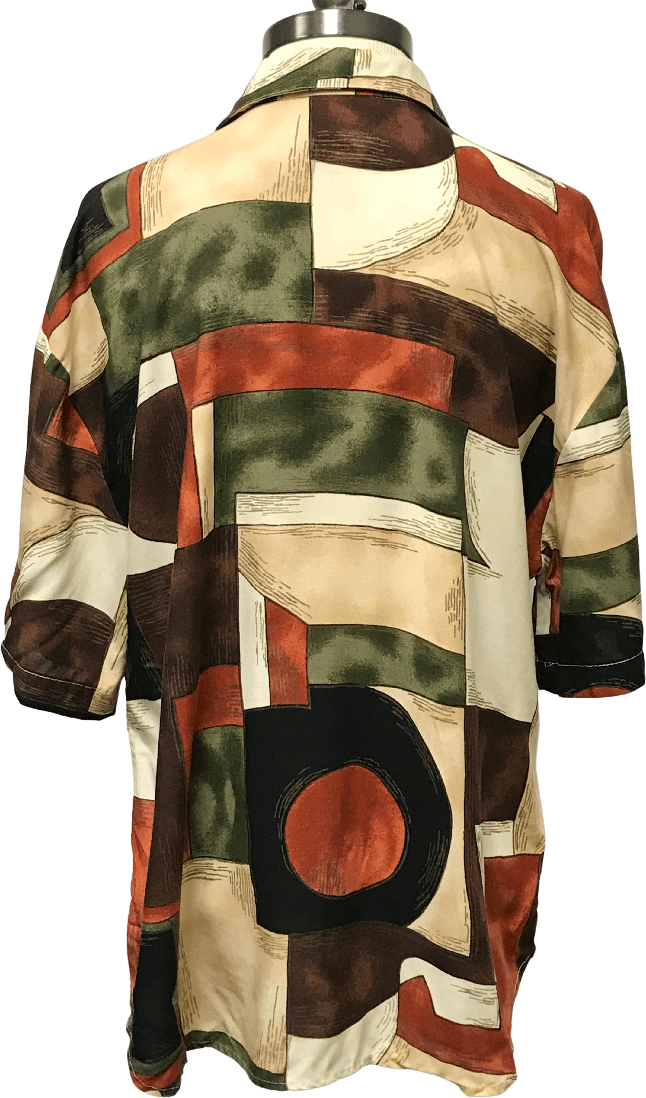 Vintage Geometric Colorblock Short Sleeve Button Up Shirt by Caliche ...