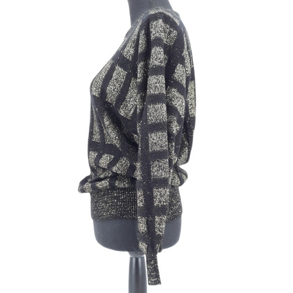 Vintage 80’s Black Gold Metallic Geometric Square Sweater by Carducci ...