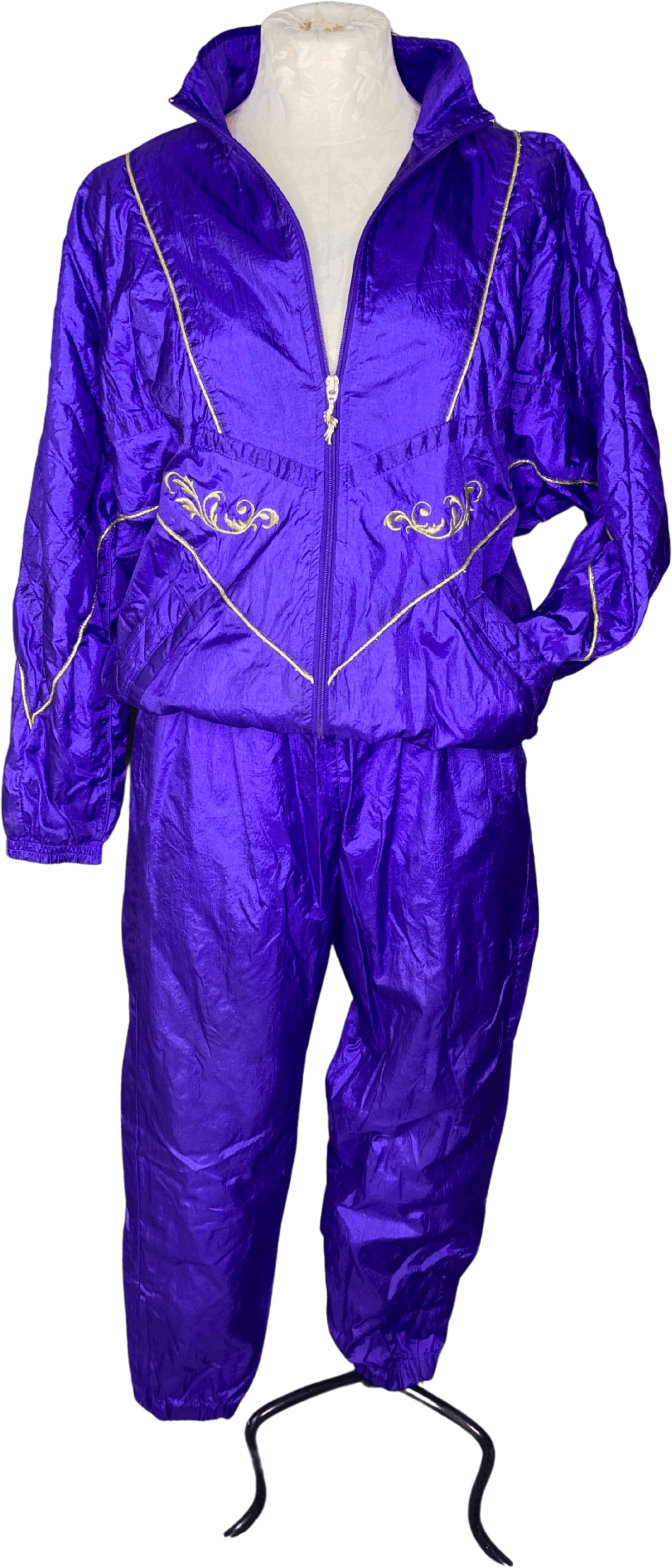 Vintage Purple Nylon Embroidered Tracksuit by Bold Spirit | Shop THRILLING