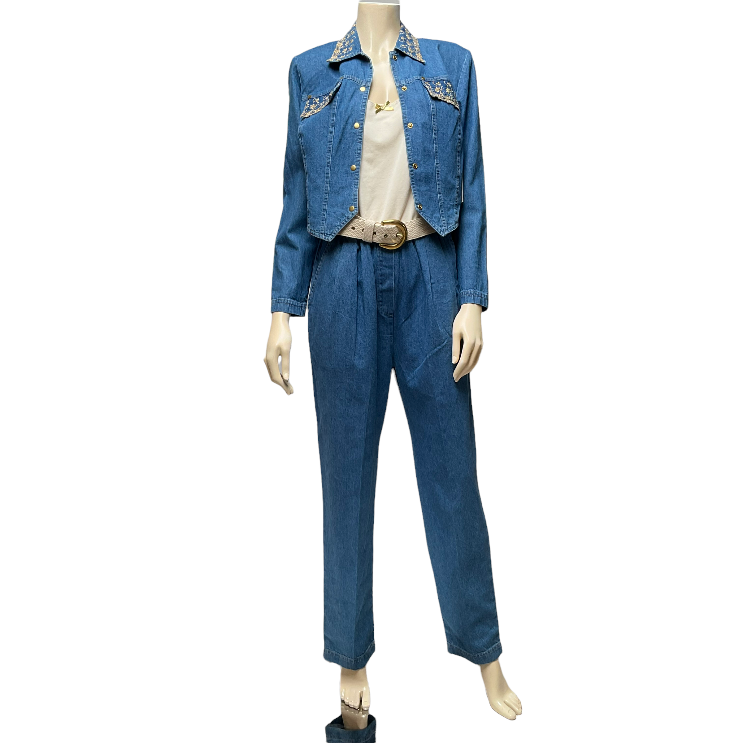 Vintage 80s Denim Jumpsuit Jacket And Belt By Pg Collections Ginger ...