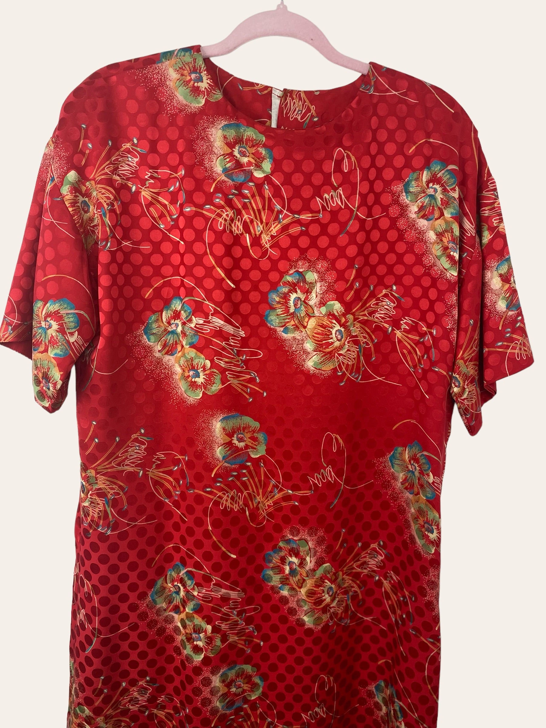 Vintage 70s Red Floral Handmade Dress | Shop THRILLING