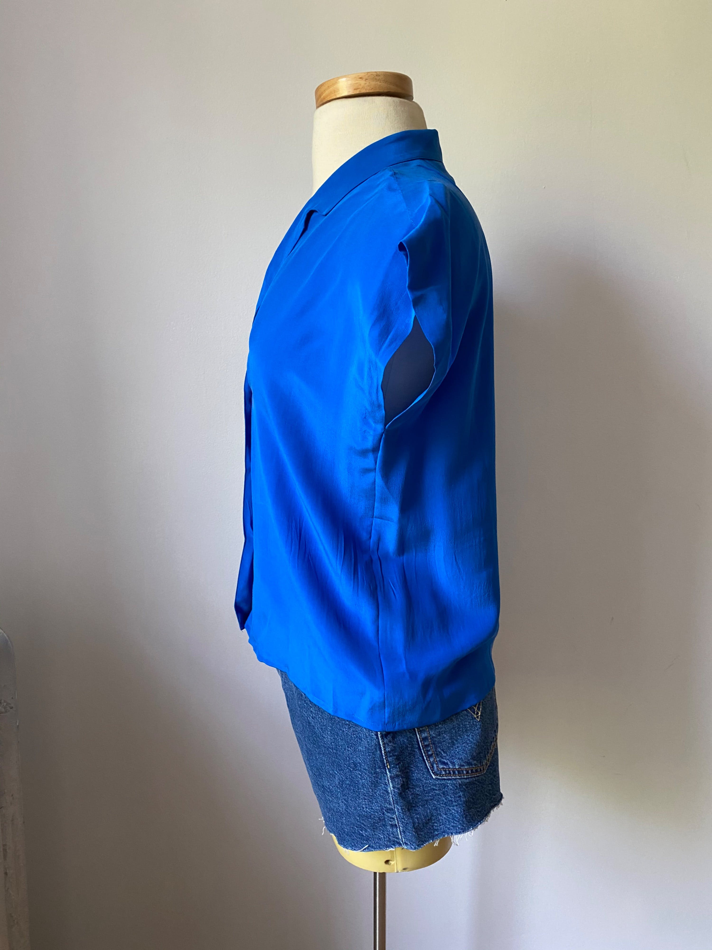 Vintage Blue Silk One Button Blouse | Shop THRILLING