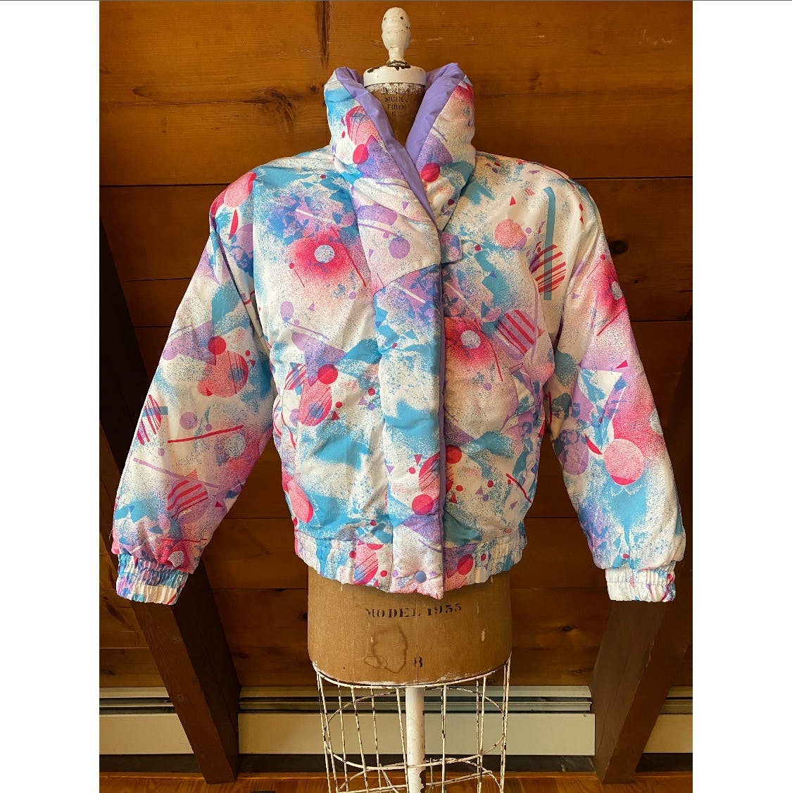 Vintage 80's Crazy Abstract Down Puffer Coat by The Company Store ...