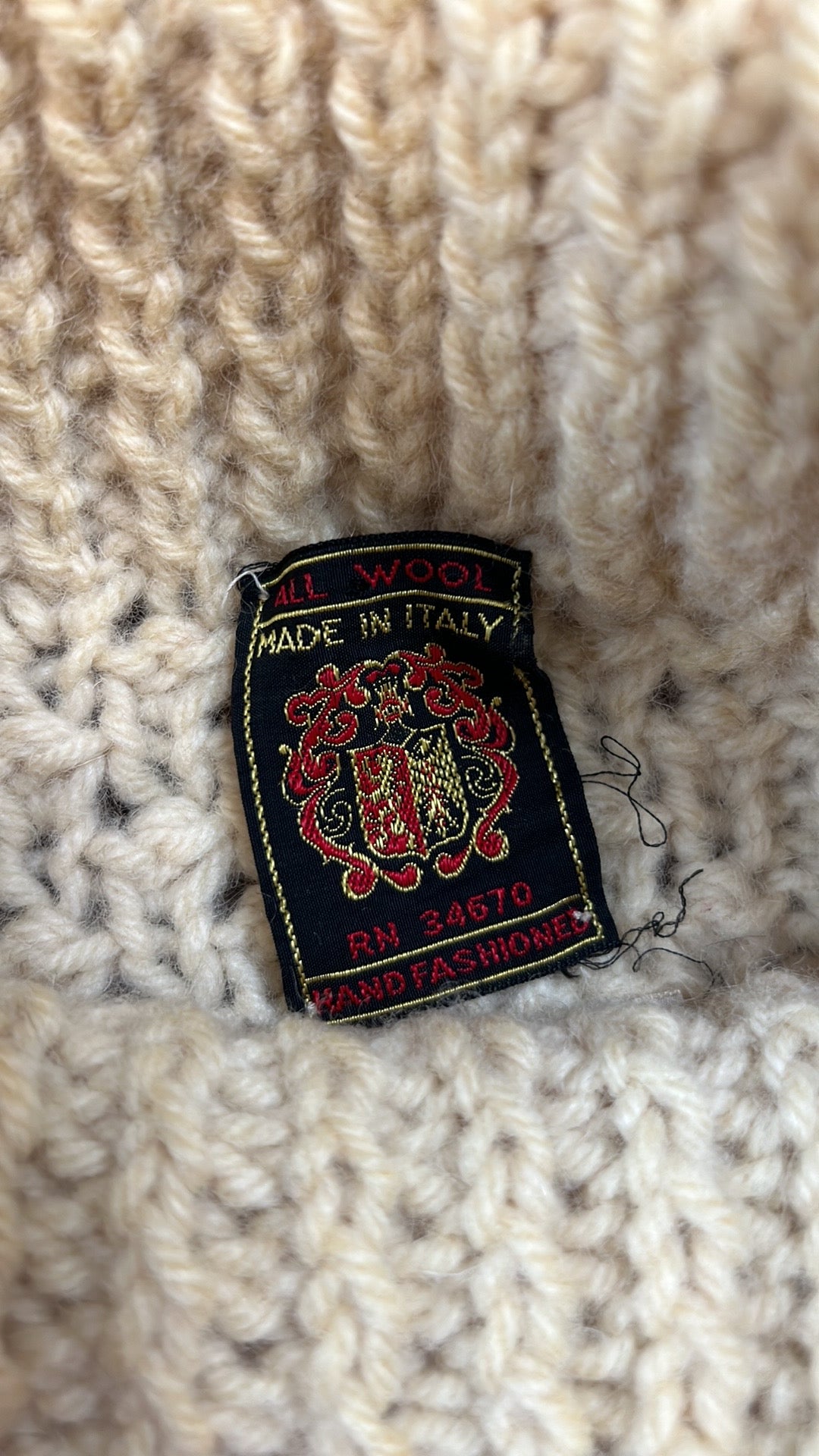 Vintage 70s Italian Wool Fishermans Cable Knit Sweater | Shop THRILLING