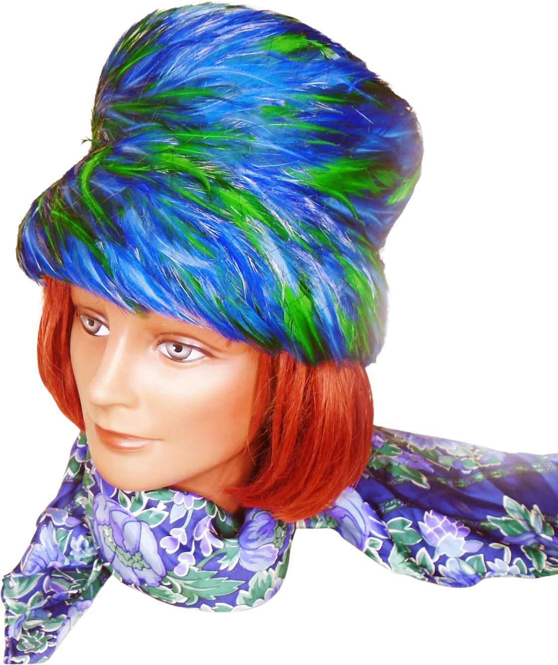 Vintage 50s/60s Blue Green Egret Feather Bucket Hat Chic Modernist By ...