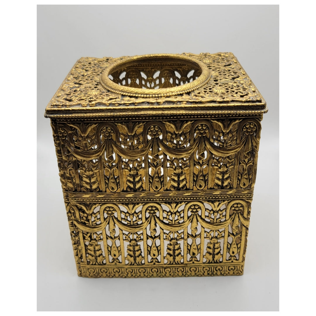 Vintage 40s/50s Filigree Gold Metal Tissue Box | Shop THRILLING