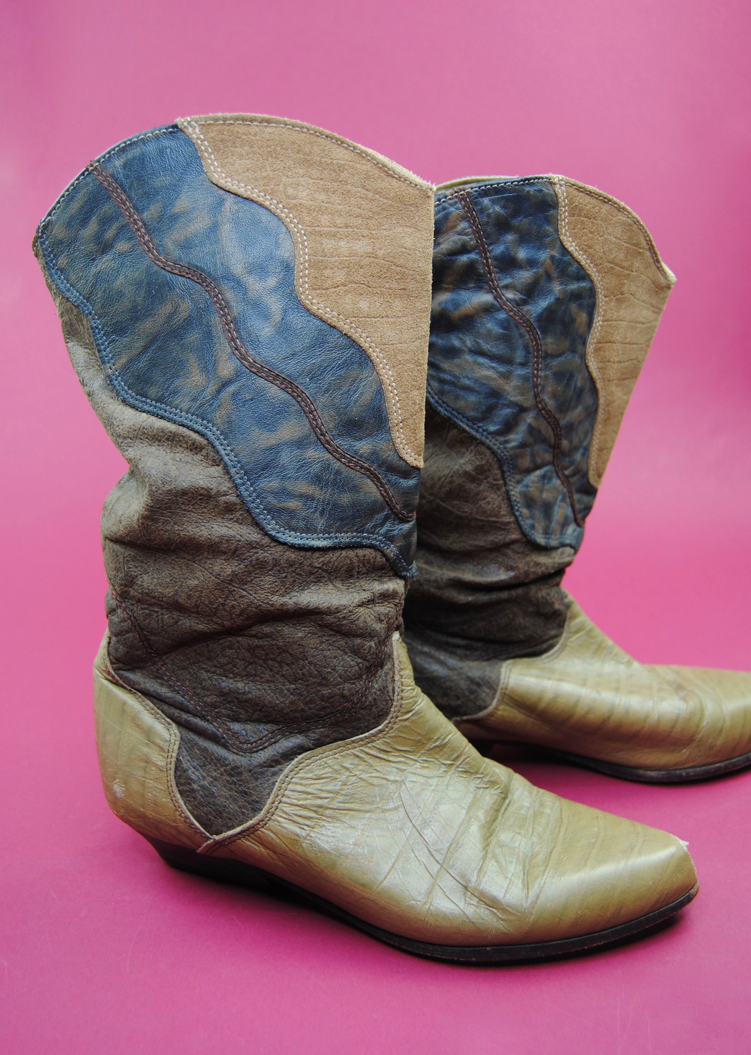 Vintage 80s Leather Slouch Disco Boots | Shop THRILLING
