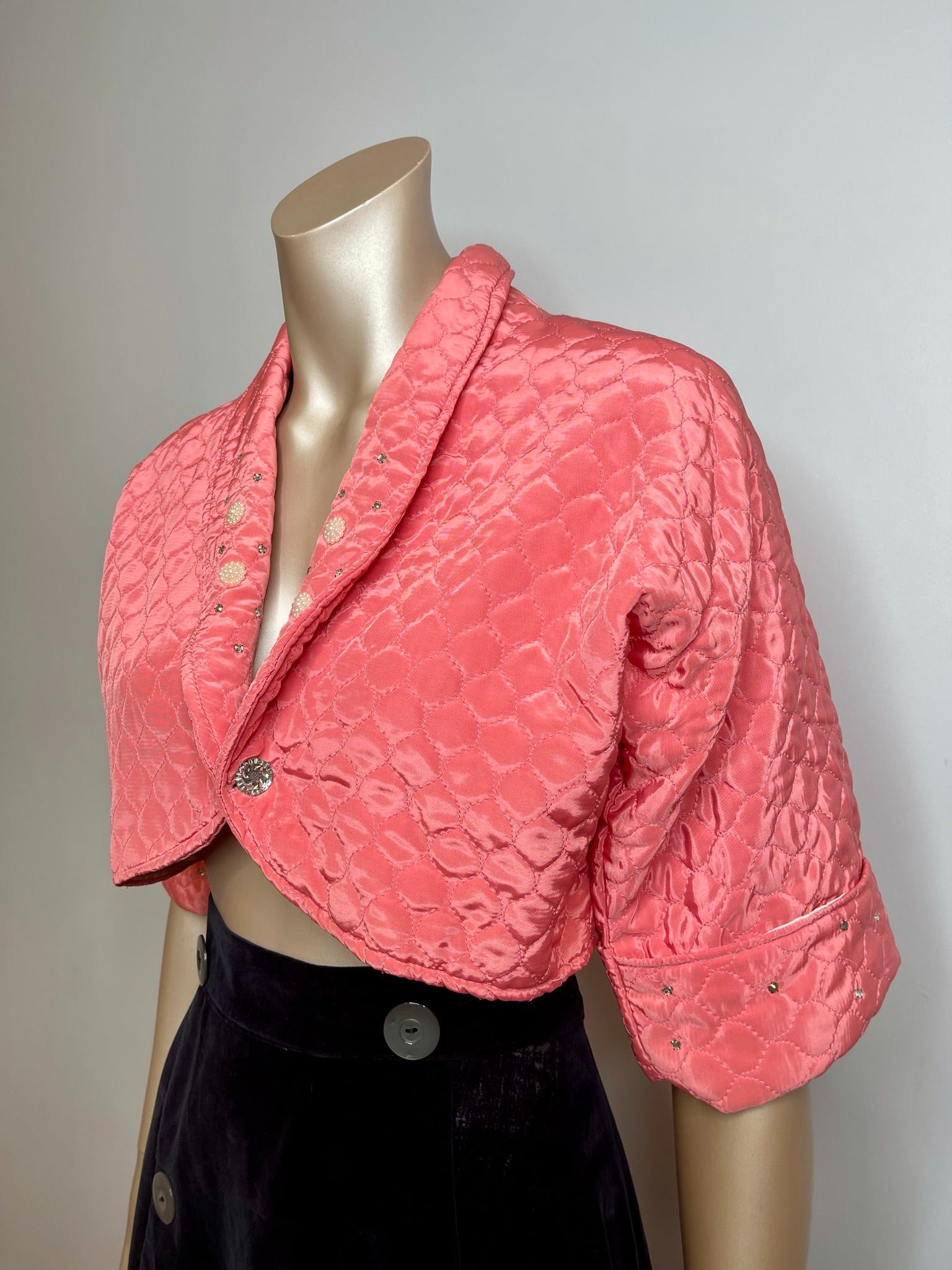 Vintage 40’s/50’s Pink Quilted Bed Jacket with Adornments | Shop THRILLING