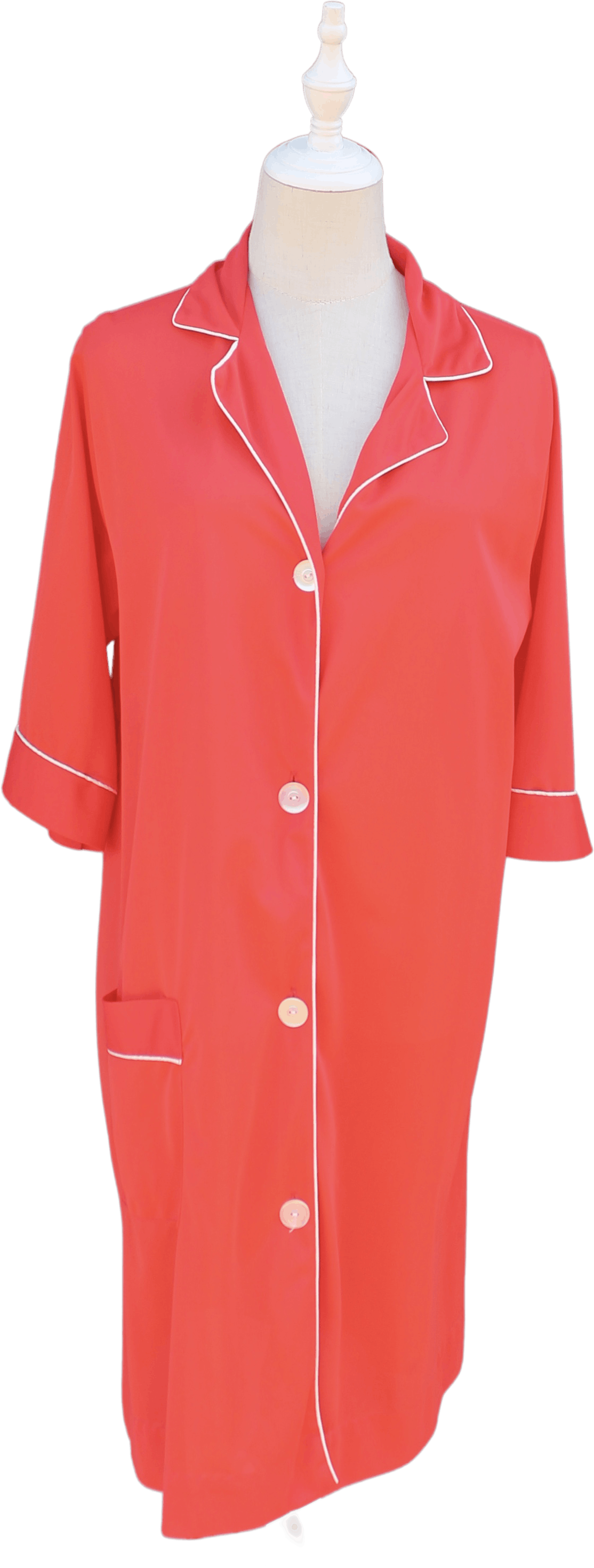 Vintage 60’s Bright Red and White Nylon Button Front Robe by Lolli ...