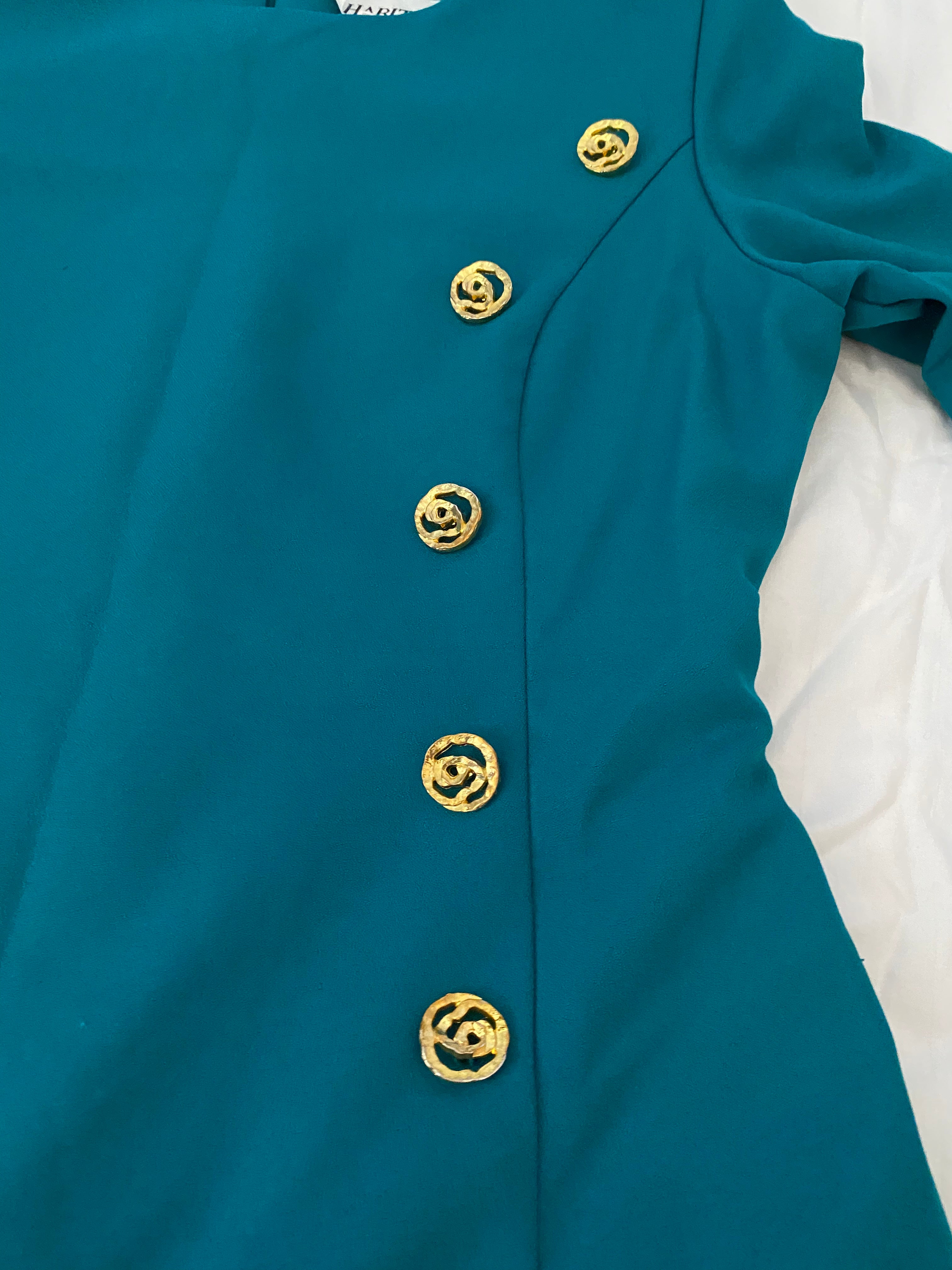 Vintage 80s Teal Dress By Habits | Shop THRILLING