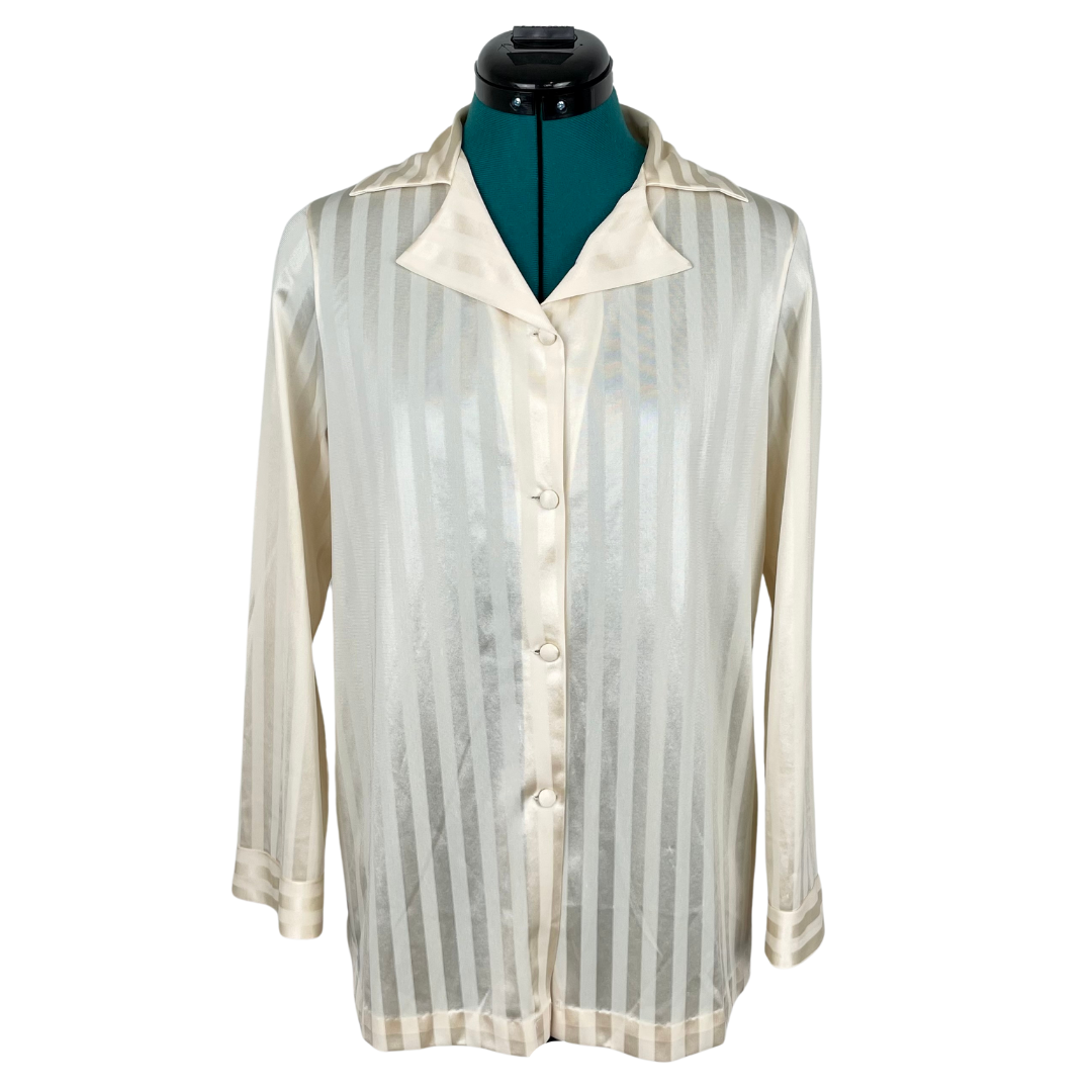Vintage 70s/80s Cream Strip Button Up Pajama Blouse By Henson ...