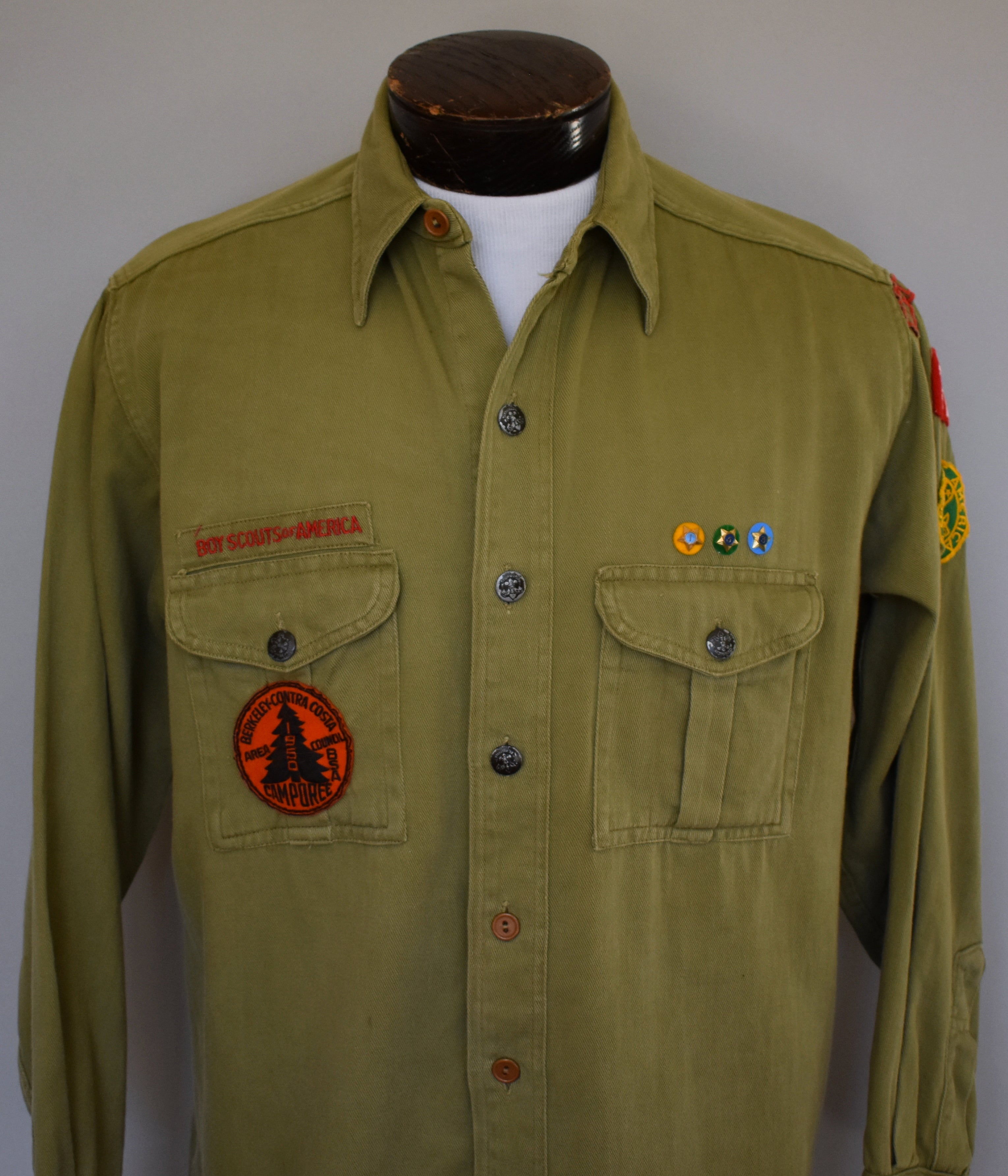 Vintage 50s Boy Scouts Uniform Shirt W Pins And Patches | Shop THRILLING