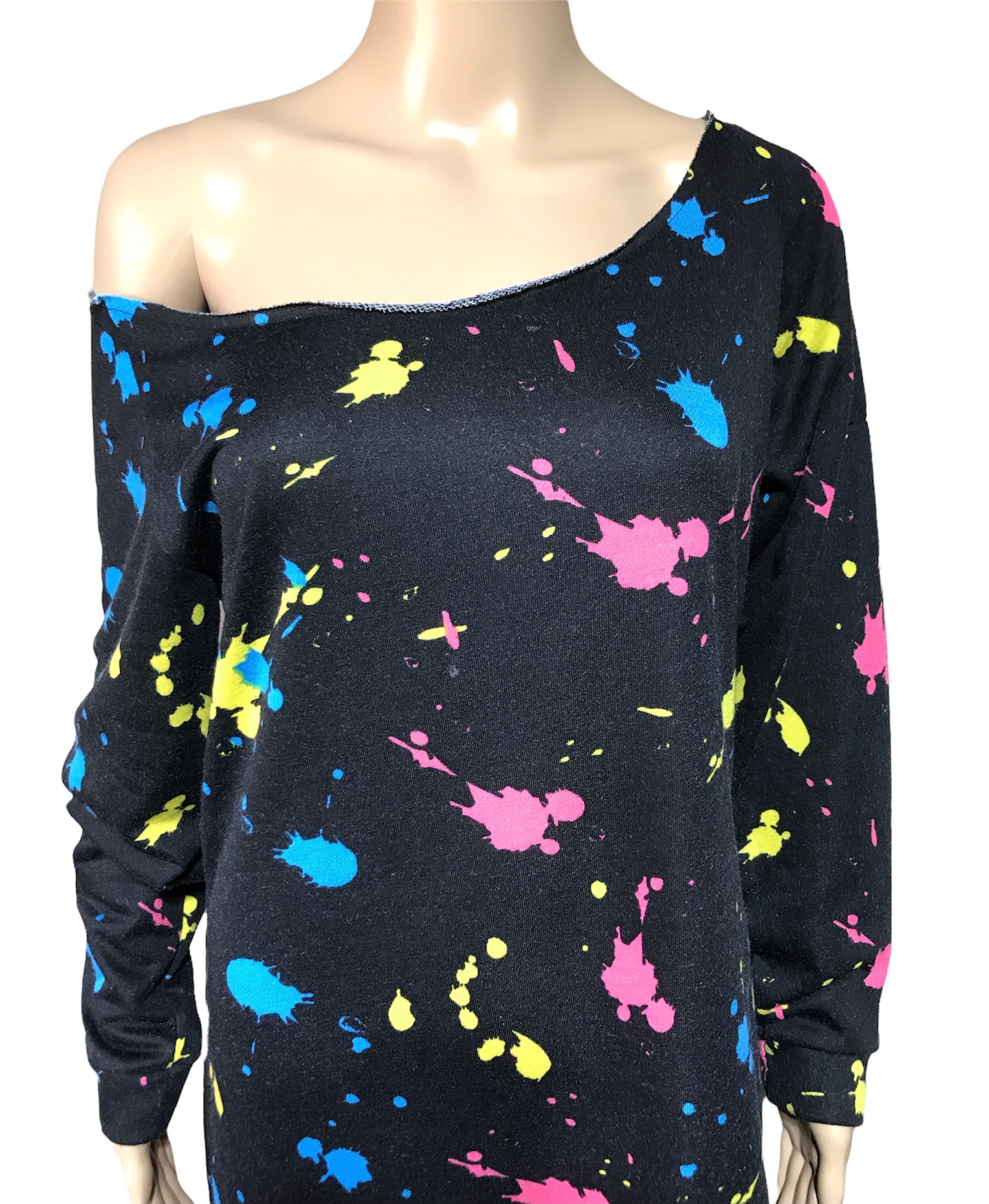Vintage 80s Off The Shoulder Paint Splatter Sweatshirt/dress | Shop ...