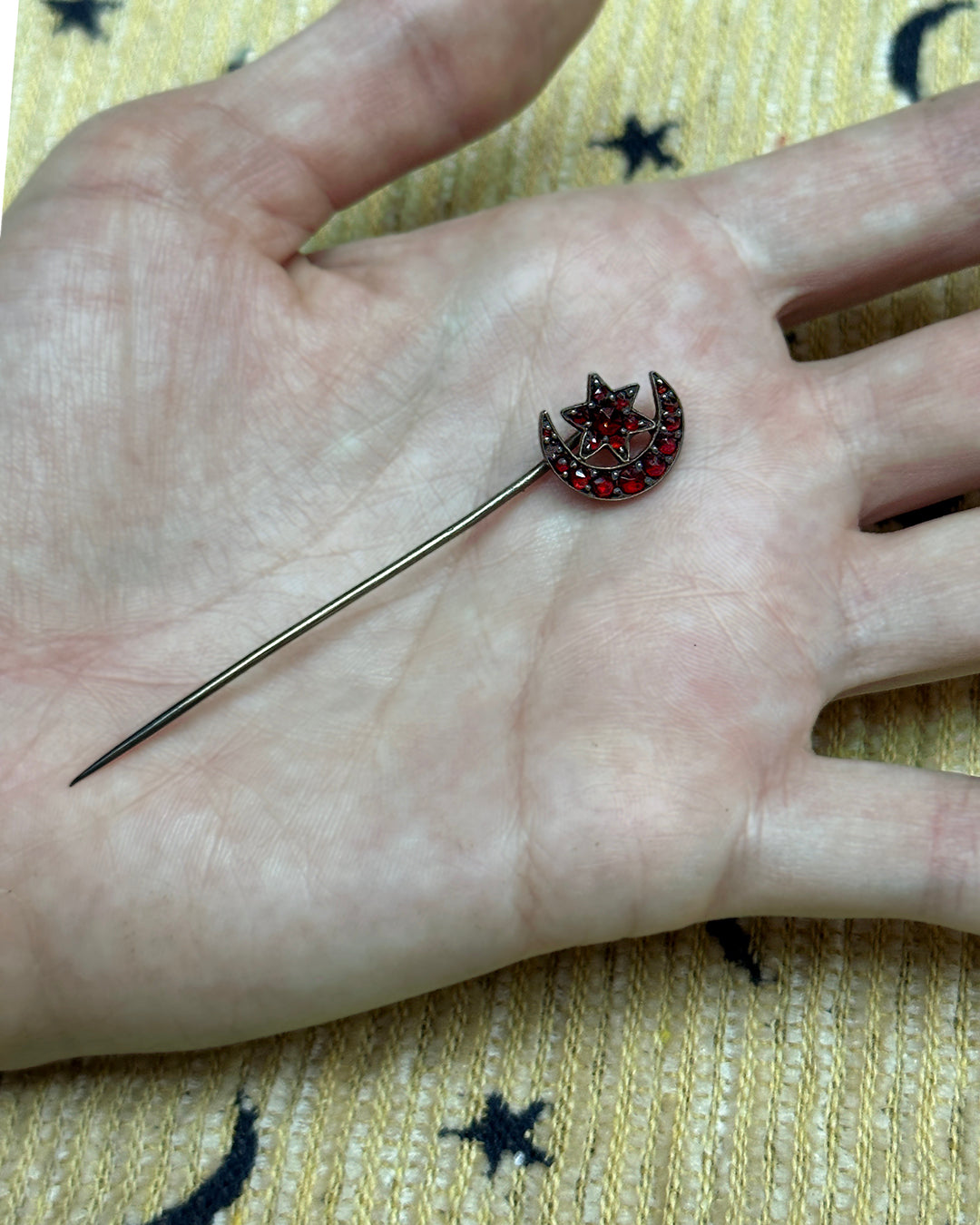 Vintage Victorian Garnet Crescent Moon And Star Pin | Shop THRILLING