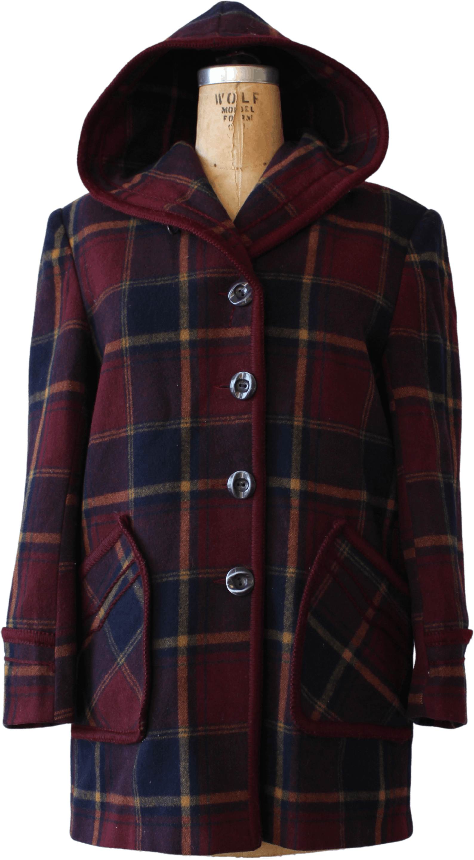 Vintage 80's Wool Plaid Boxy Jacket with Hood | Shop THRILLING