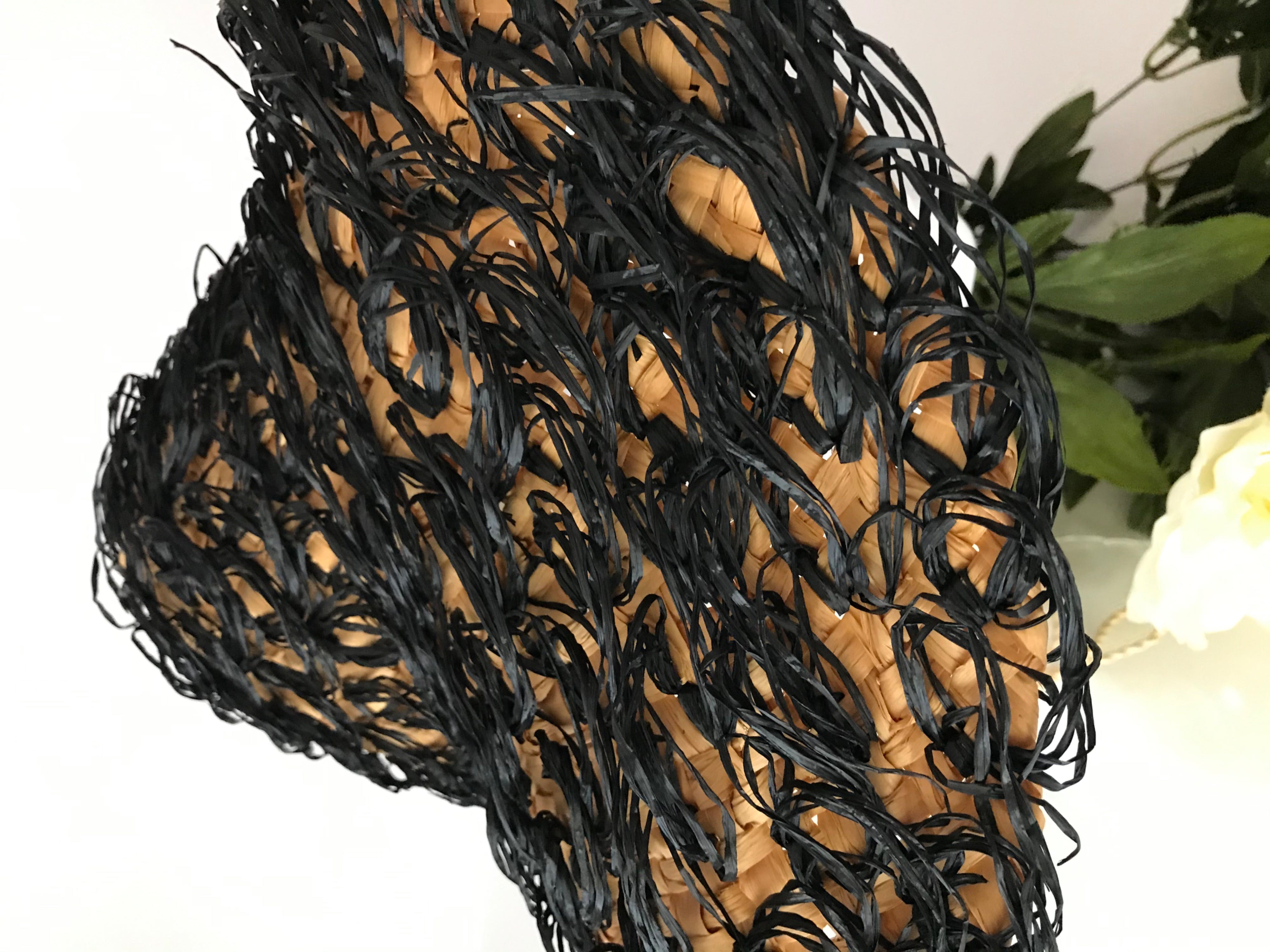 Vintage Midcentury Looped Black Straw Hat | Shop THRILLING