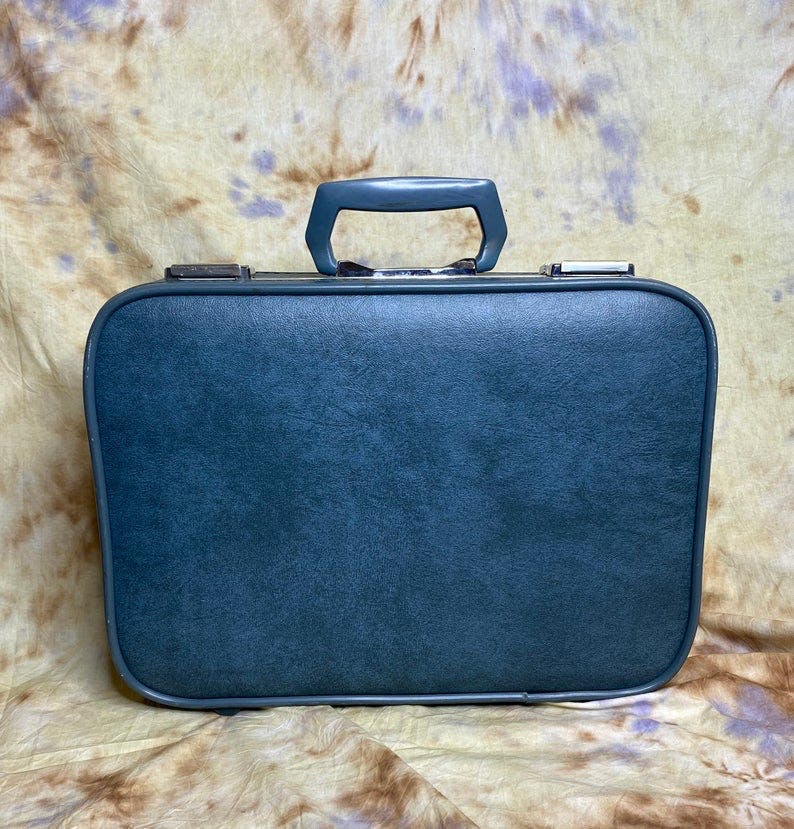 Vintage 60's Blue Vinyl Hard Case Carry On Bag by Skyway Luggage | Shop ...