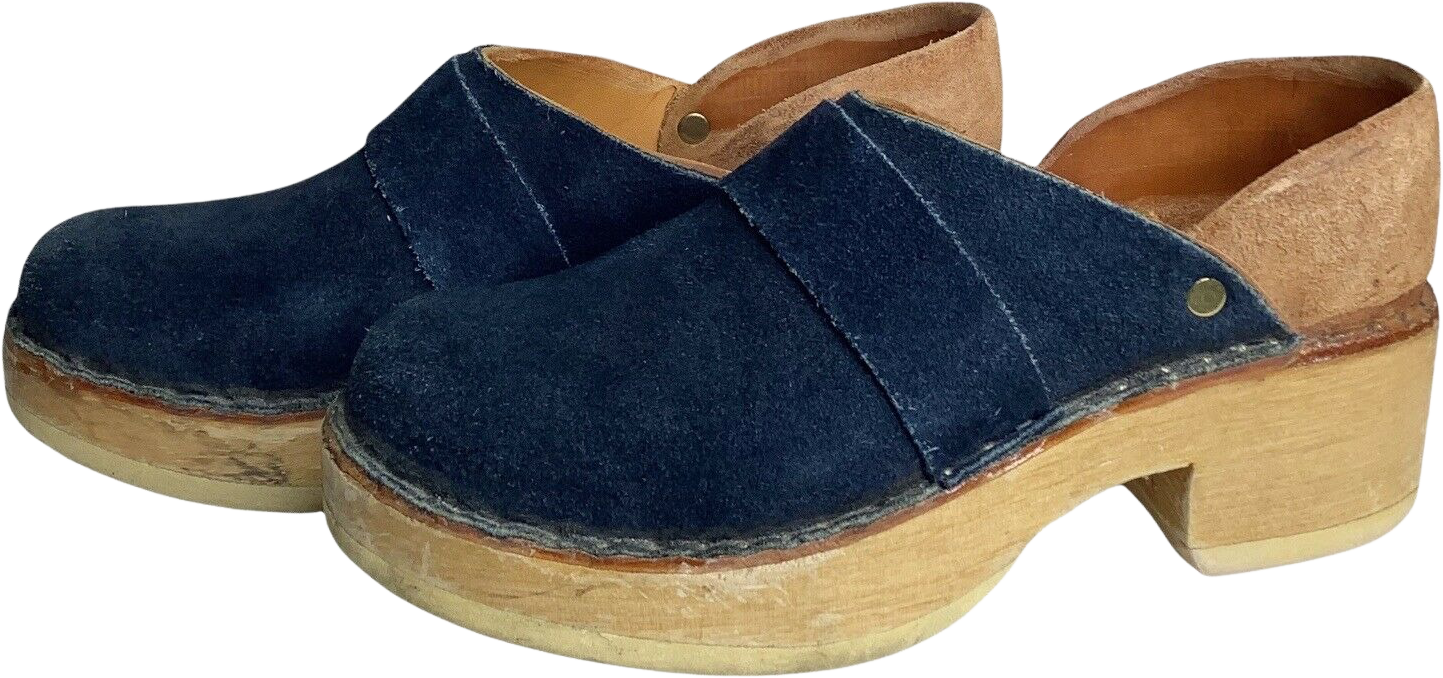 Vintage Leather Clogs 70’s 80’s Chunky Wood Sole Suede by Multnomah ...